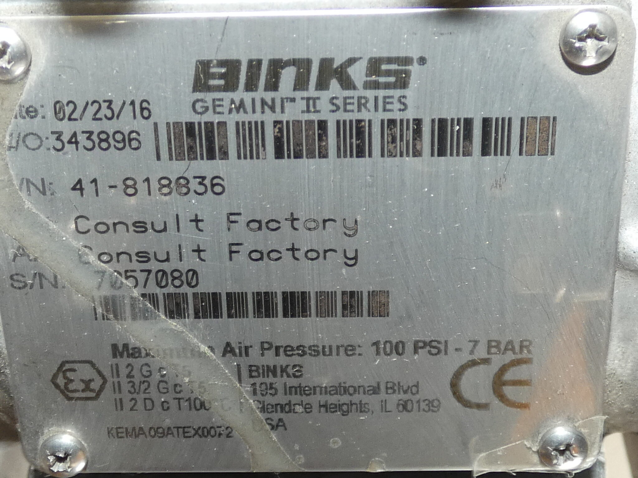 Binks 41-818636 Gemini II Diaphragm Pump, 100 PSI – GPM Surplus