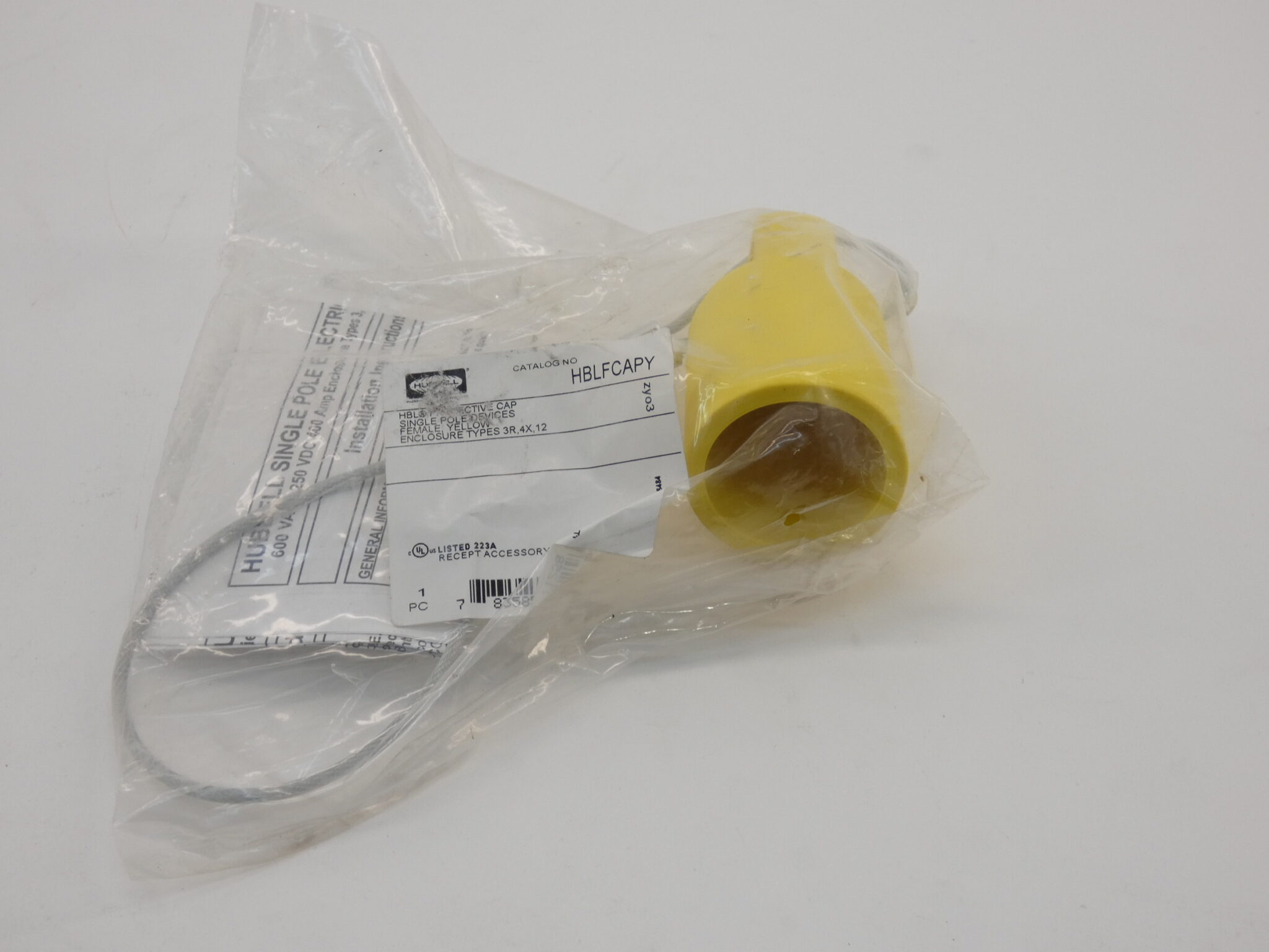 Hubbell HBLFCAPY Protective Cap, Yellow, Female, Single Pole – GPM Surplus