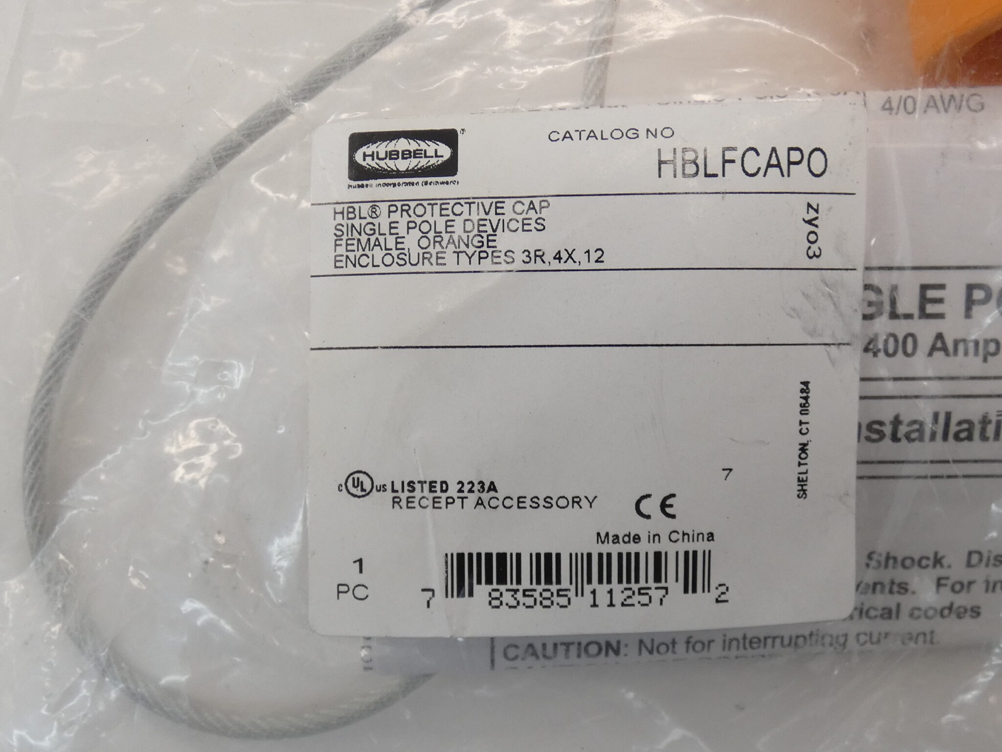 Hubbell HBLFCAPO Protective Cap, Orange, Female – GPM Surplus