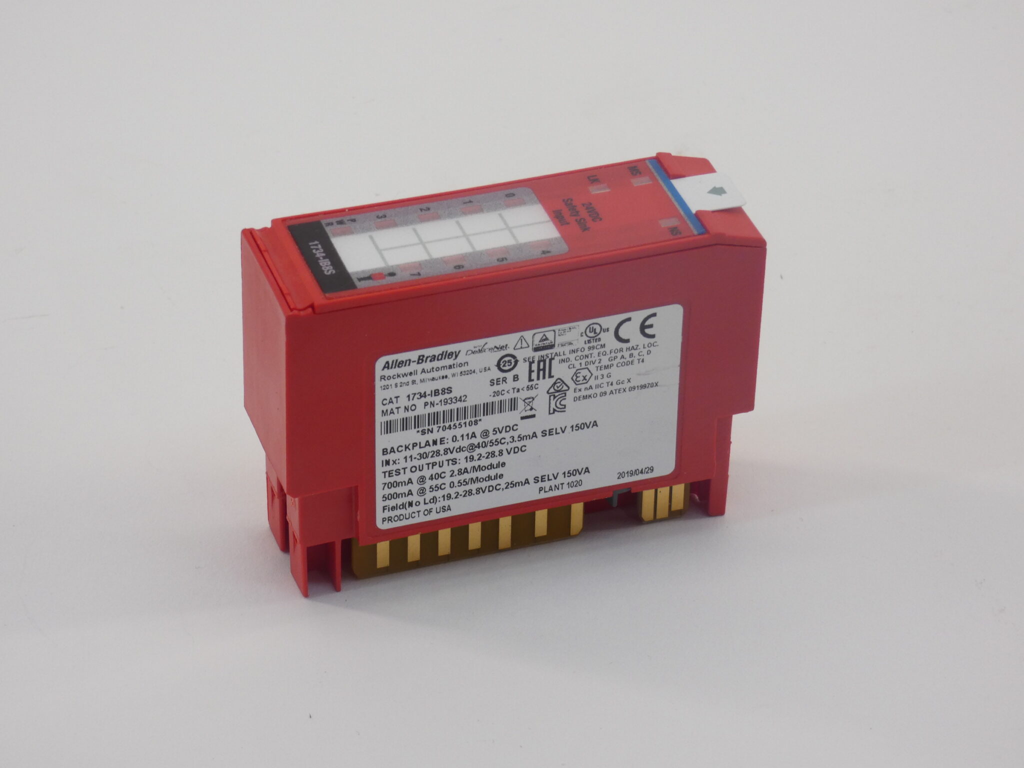 Allen-Bradley 1734-IB8S Safety Sink Input Module, 24VDC – GPM Surplus