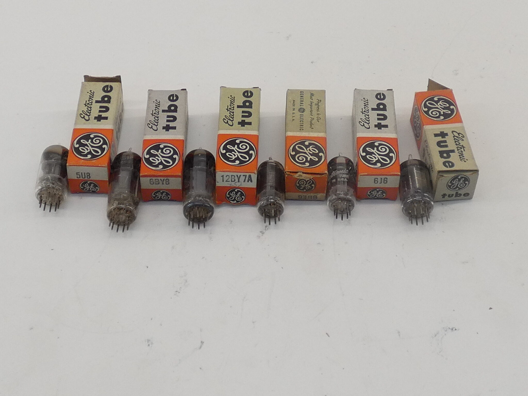 *Lot of 6* General Electric 5U8 Vacuum Tubes, 6T8A, 6J6, 6BE6, 12BY7A ...