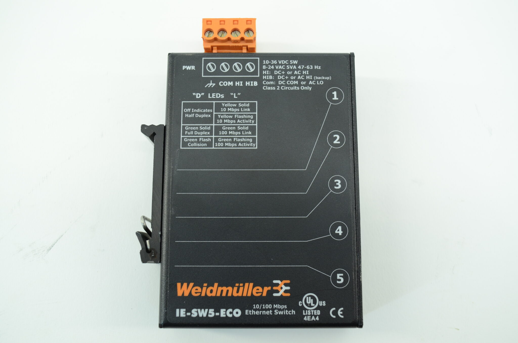 Weidmuller IE-SW5-ECO Ethernet Switch, 10/100 Mbps – GPM Surplus