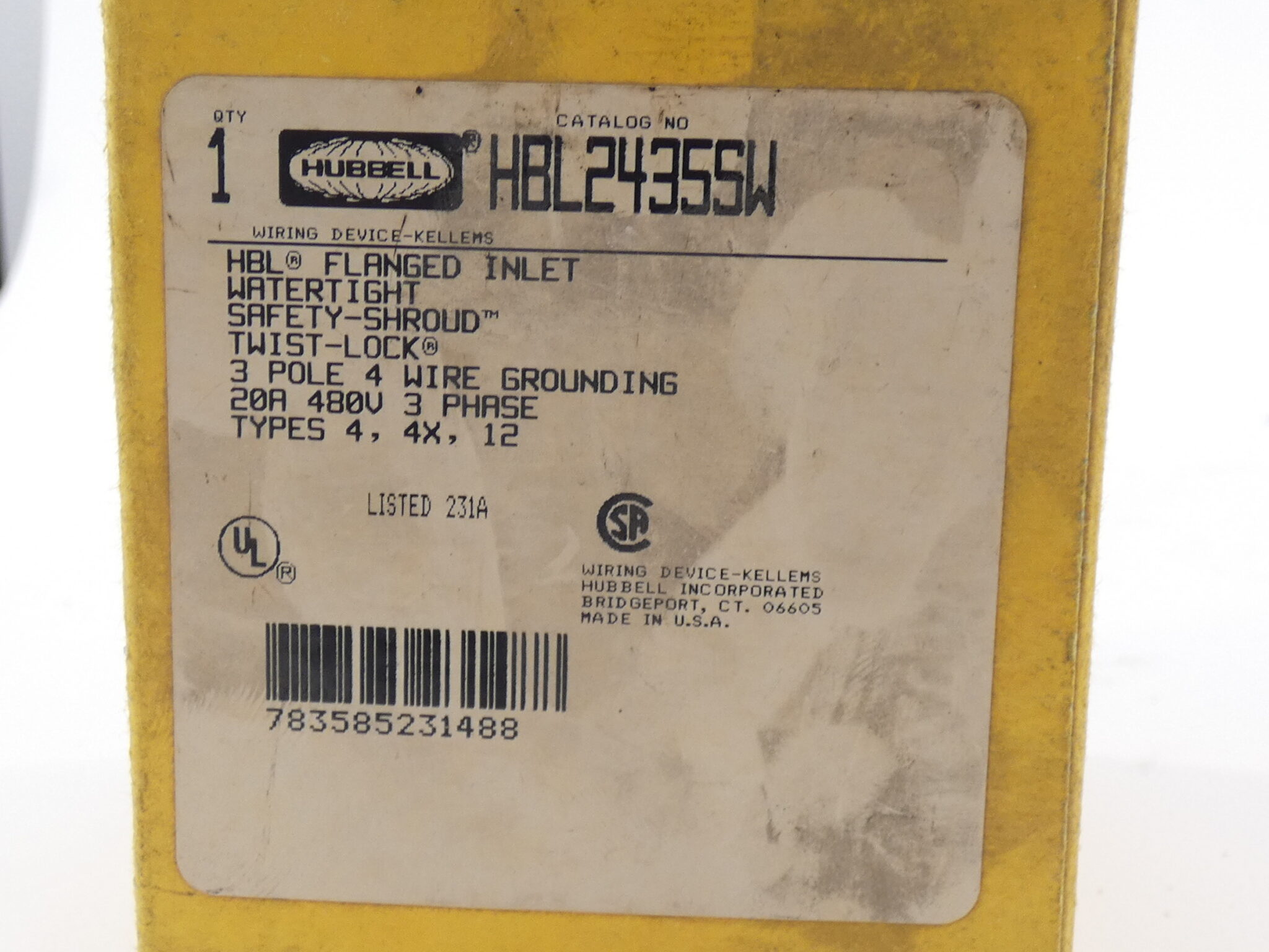 Hubbell HBL2435SW Flanged Inlet Safety-Shroud, 20A, 480V – GPM Surplus