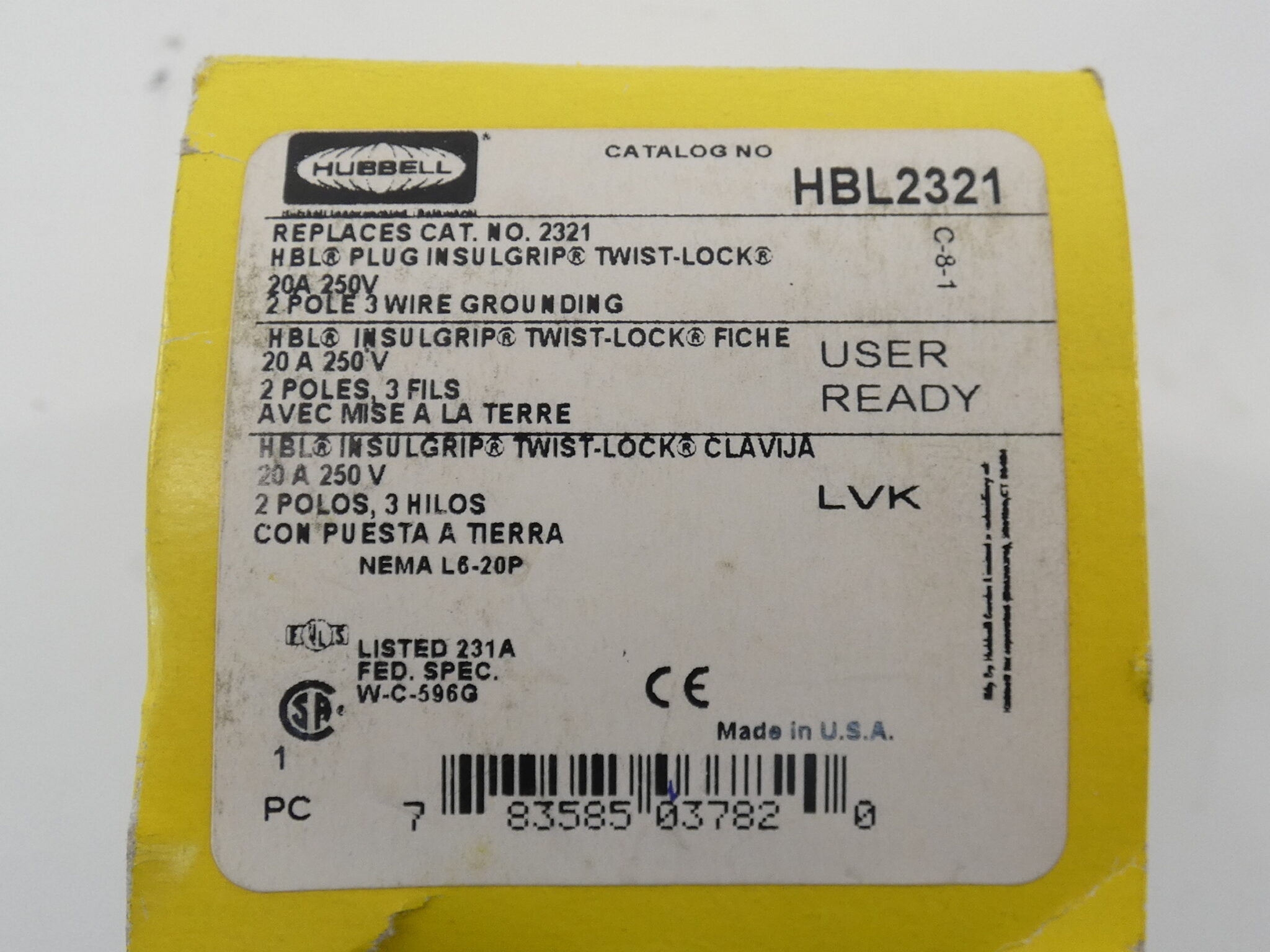 Hubbell HBL2321 Twist-Lock Plug, 20A, 250V – GPM Surplus