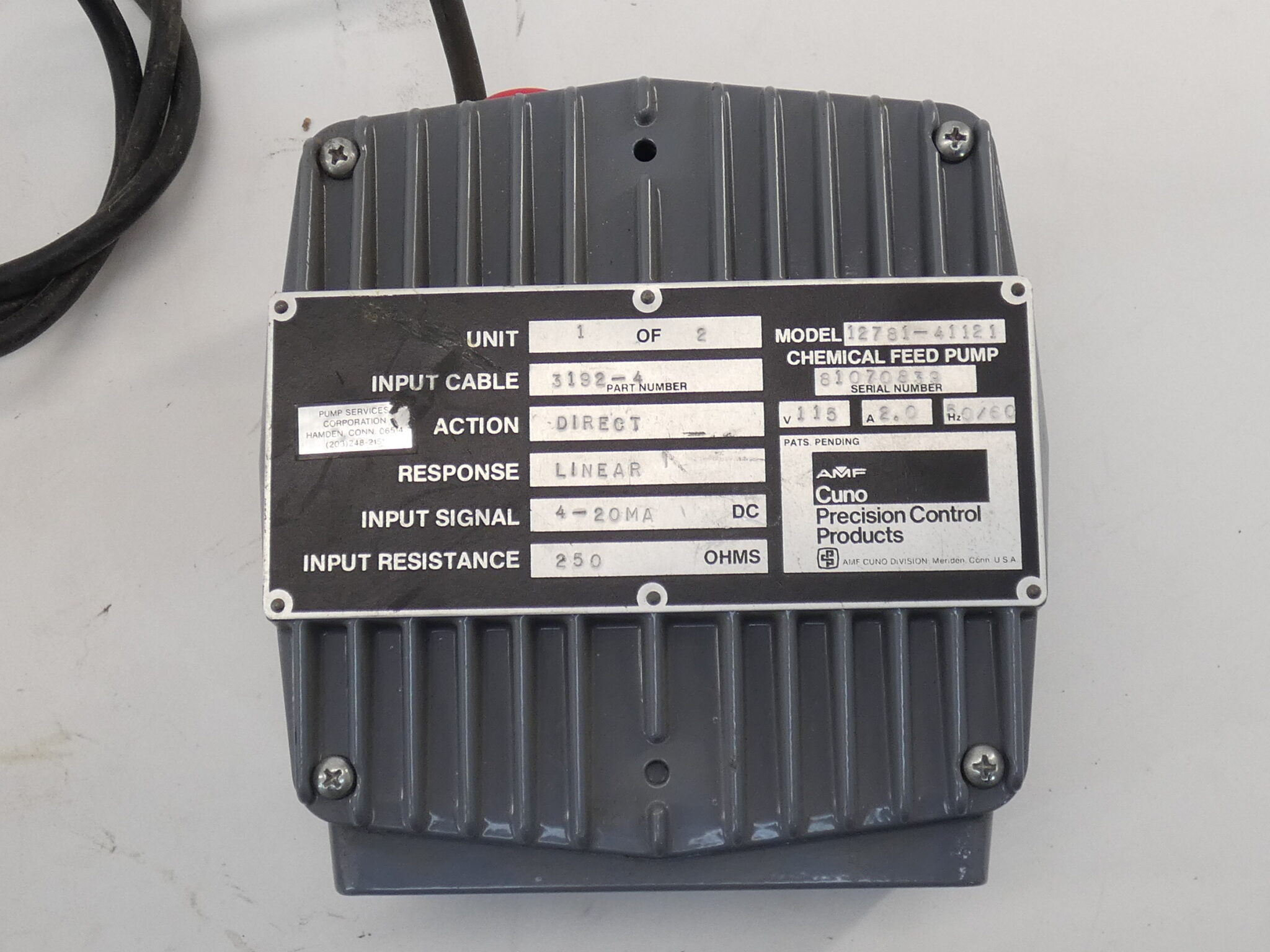 AMF Cuno 12781-41121 Chemical Feed Metering Pump, 115V, 2A, 50/60HZ ...