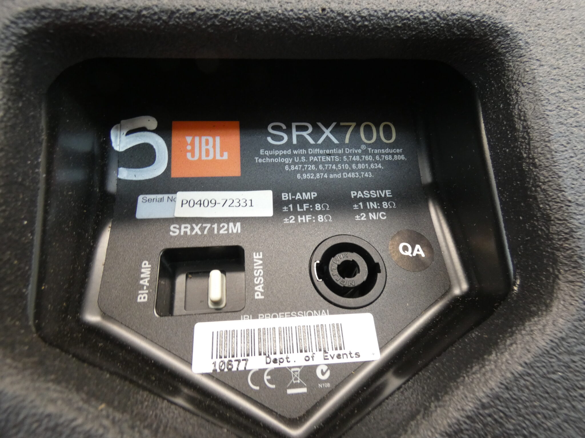 JBL SRX712M 12″ Loud Speaker, No Power Cord – GPM Surplus