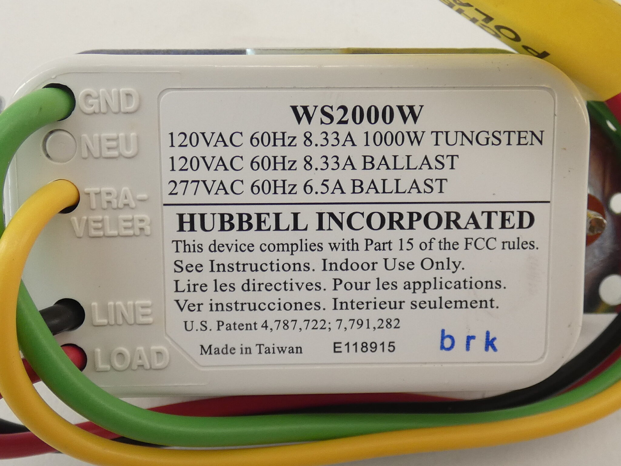 Hubbell WS2000W White Wall Switch Motion Sensor – GPM Surplus