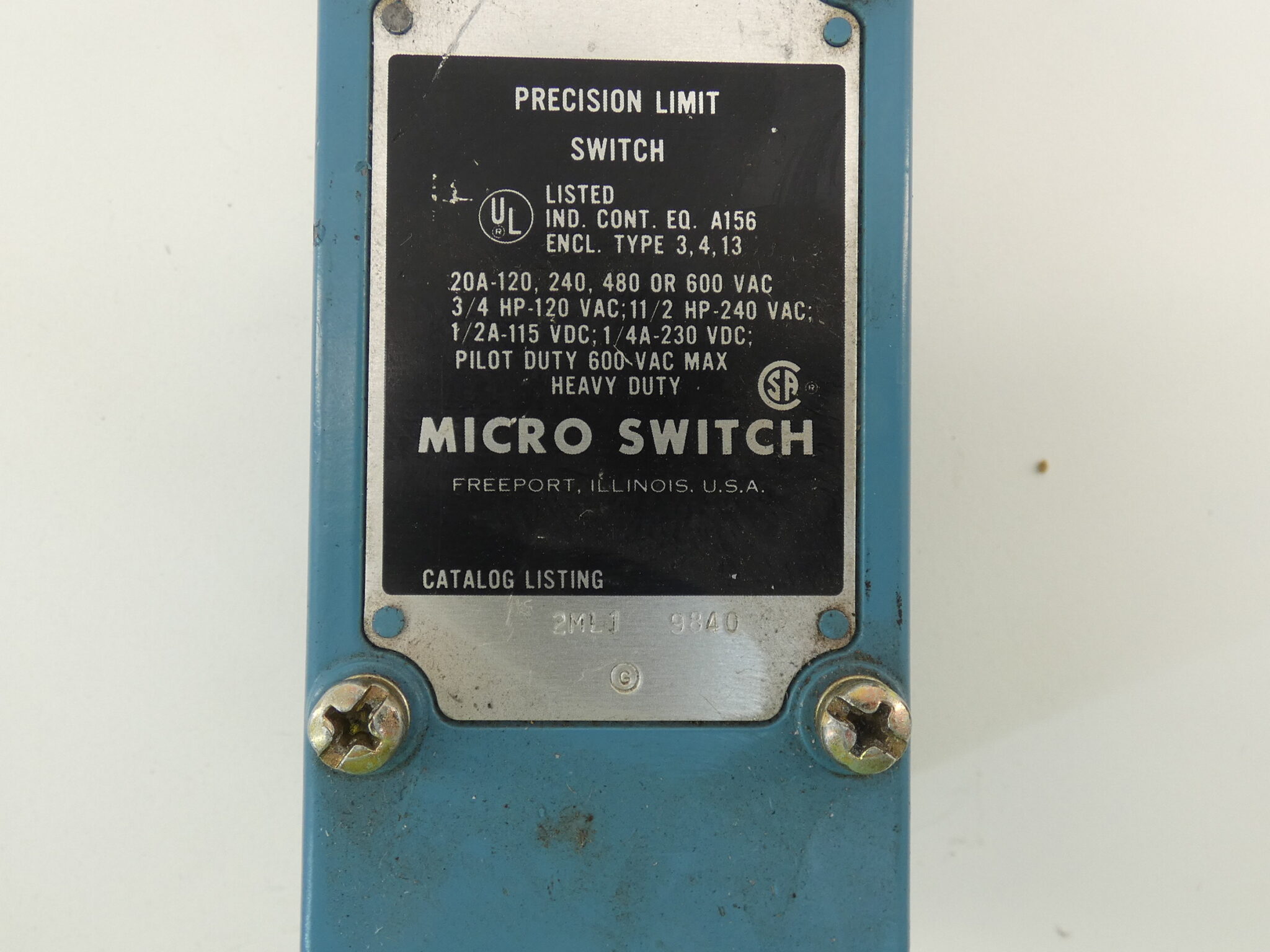 Micro Switch Honeywell 2ML1 Precision Limit Switch, 20A, 120-600 VAC ...