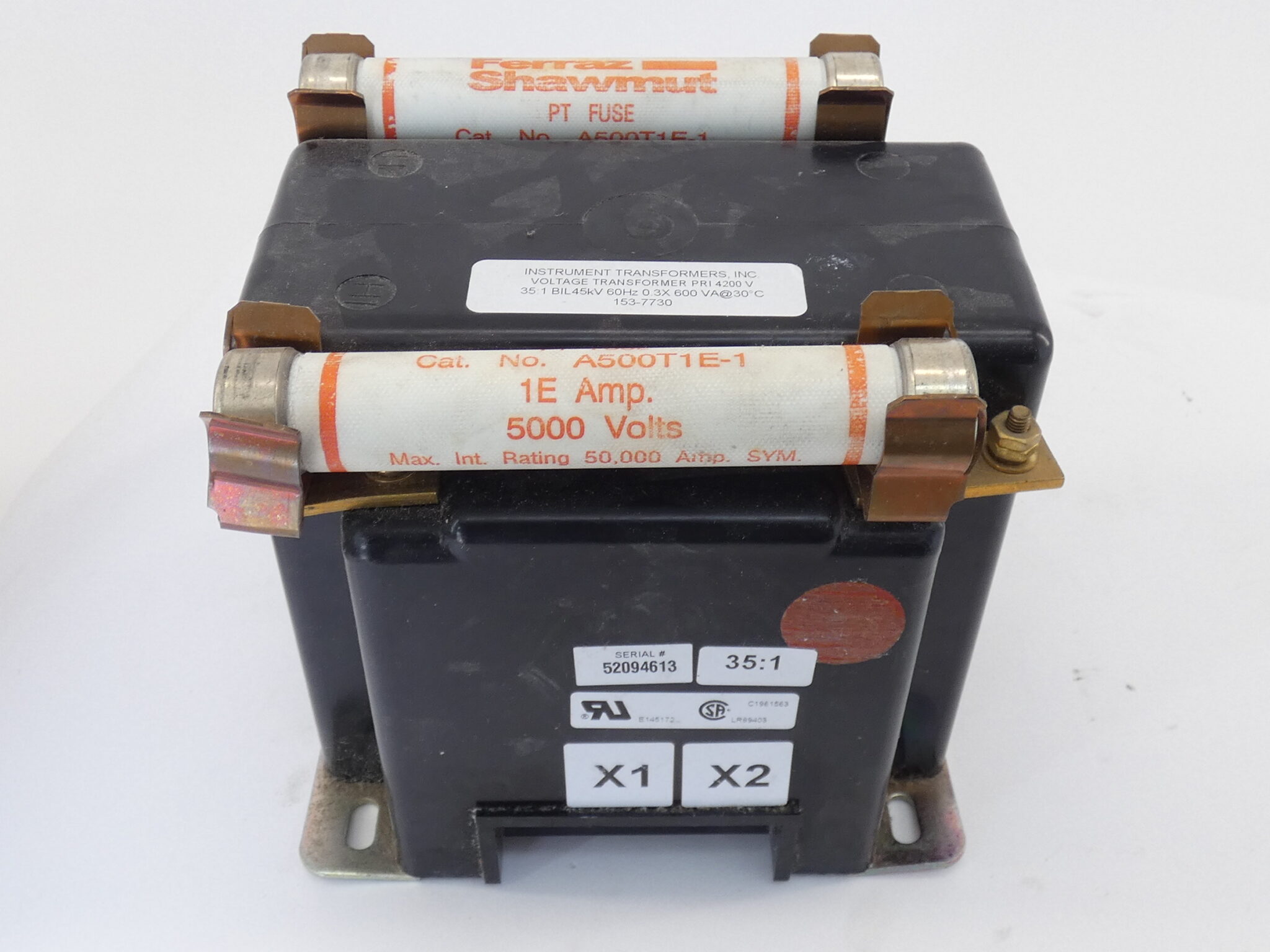 35:1 CAT Caterpillar 153-7730 Transformer 4200V 60Hz A500T1E-1 Fuse ...