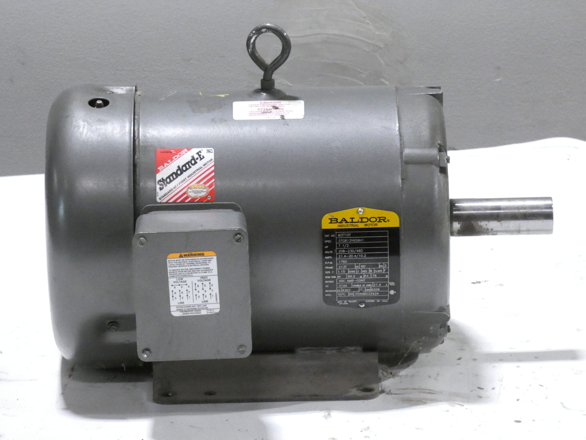 7.5HP Baldor M3710T Motor 208-230/460V, 1760 RPM, 213T Frame, 3PH – GPM ...