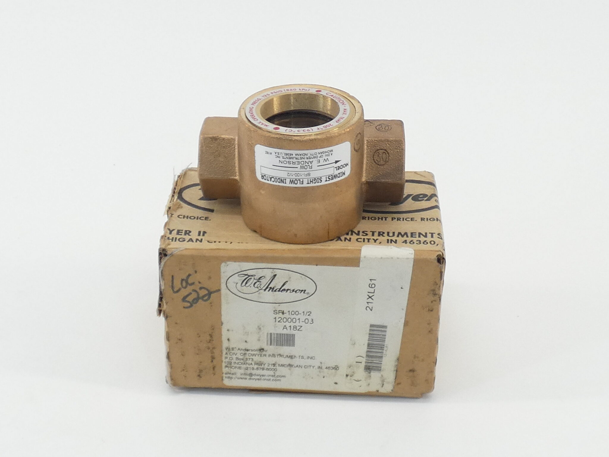 Dwyer W.E. Anderson SFI-100-1/2″ Midwest Sight Flow Indicator – GPM Surplus
