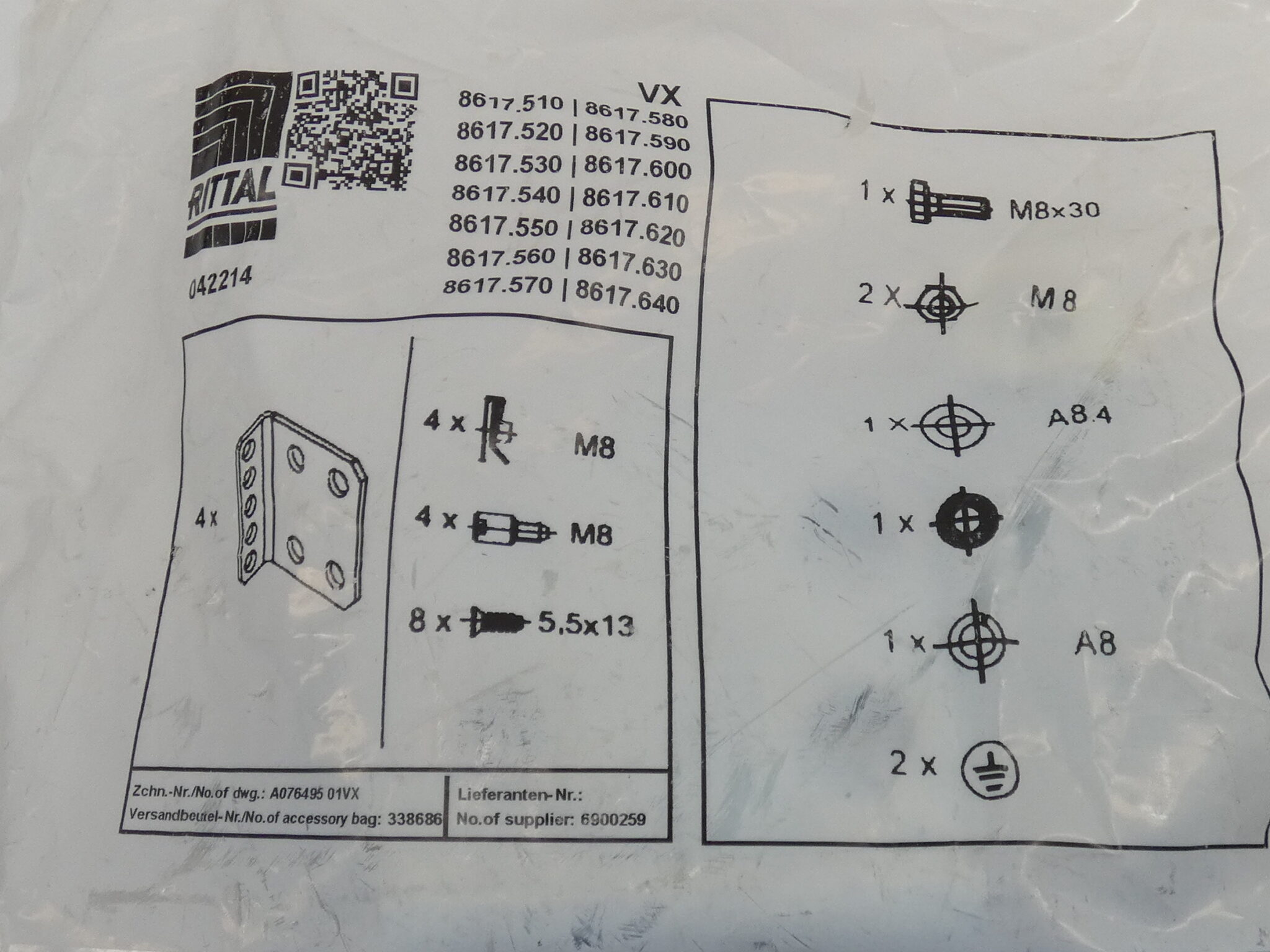 Rittal VX 8617.580 VX Partial Mounting Plate, 27-1/2″ L x 27-1/2″ W ...