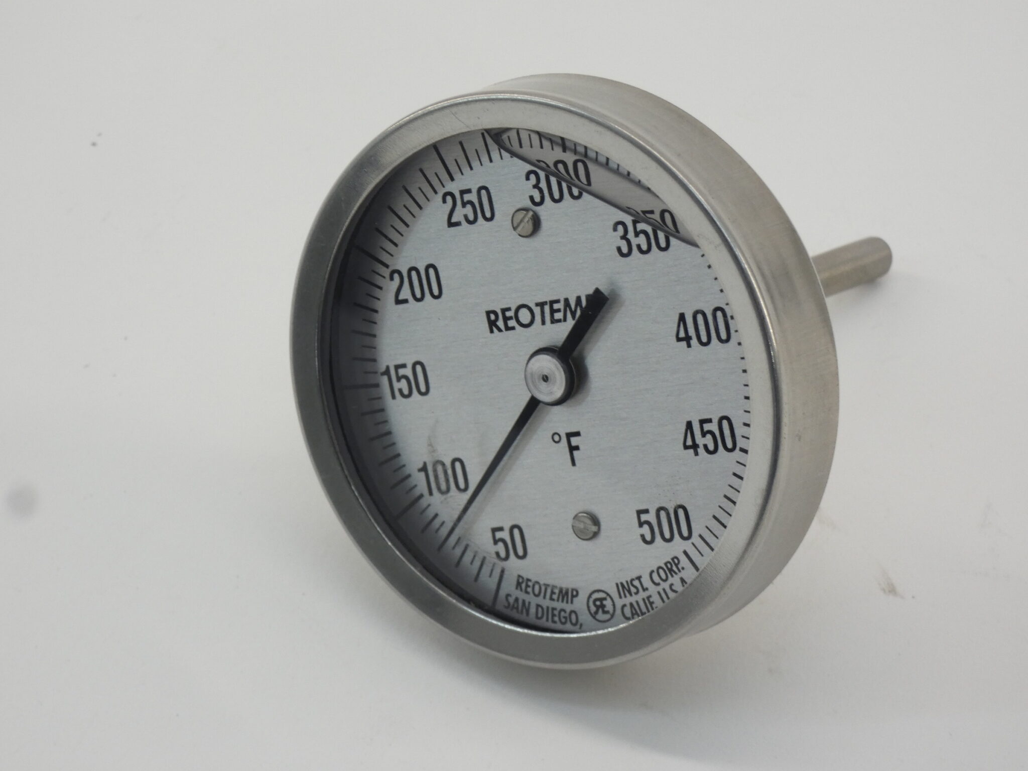 Reotemp Thermometer 3″ Face Dial 50-500°F Fahrenheit 2″ Stem Glycerin ...