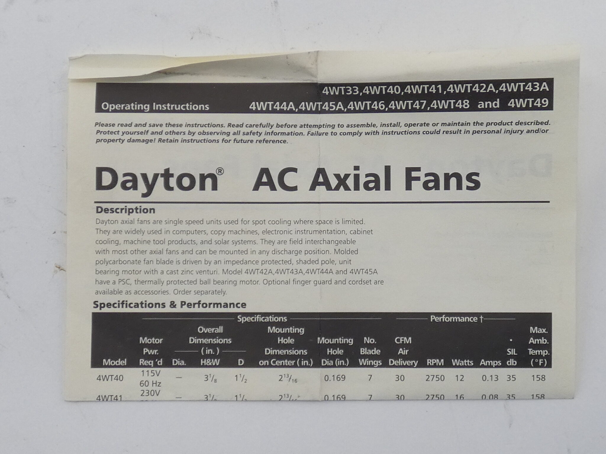 Dayton 4WT47 AC Axial Fan Square – GPM Surplus