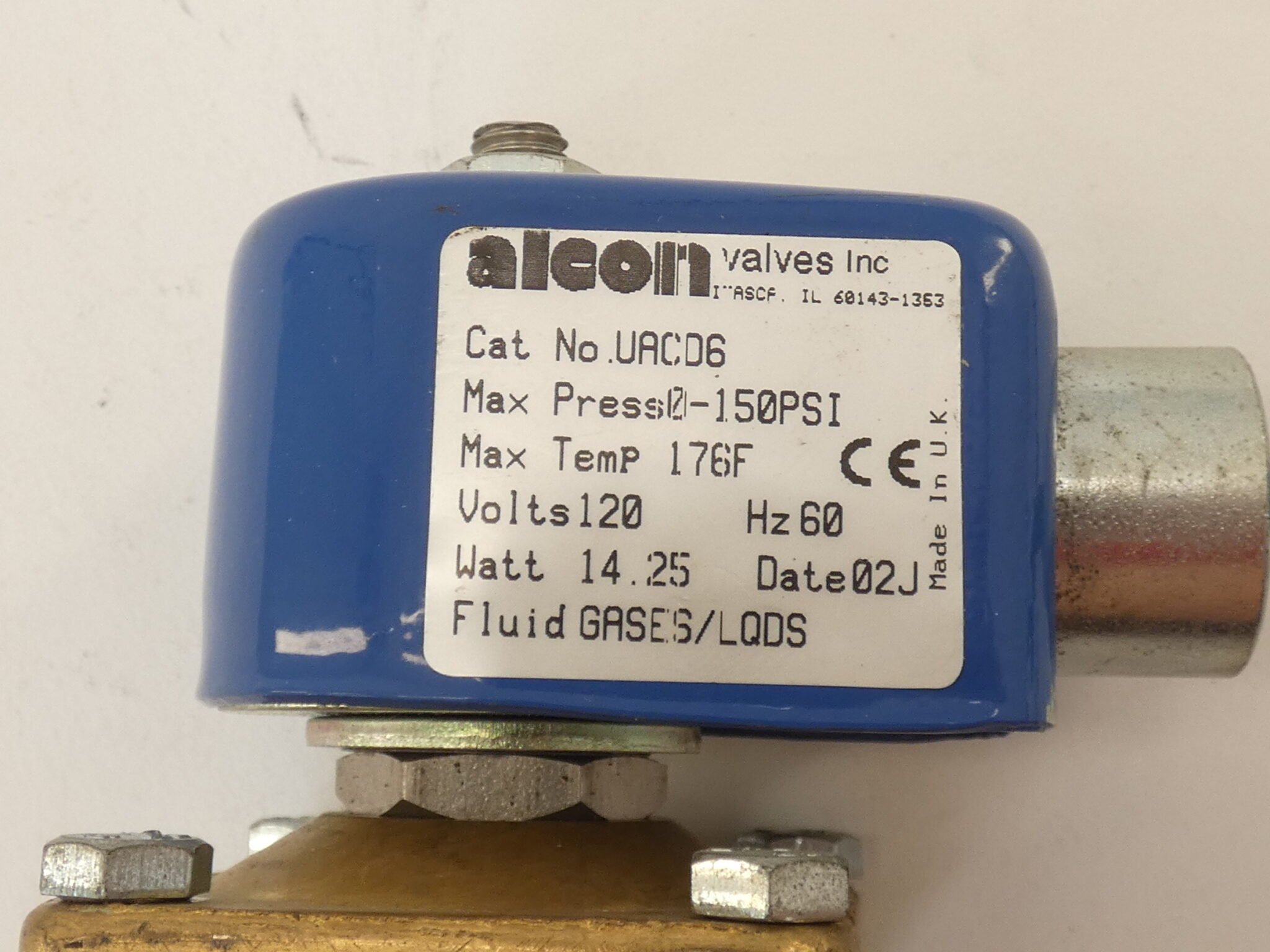 Alcon UACD6 Solenoid Valve 0-150PSI 120V 176°F Max Temp. 14.25W – GPM ...