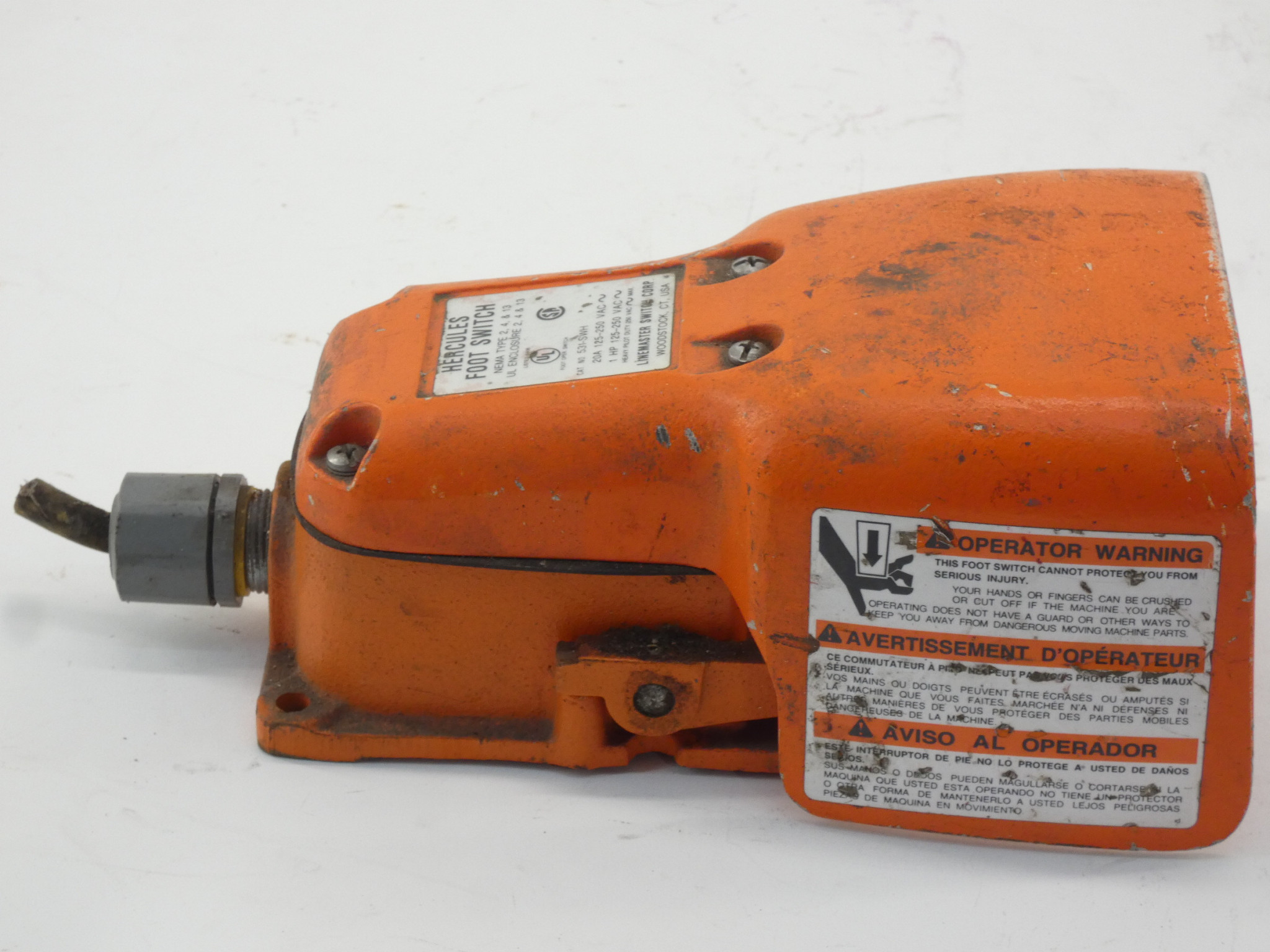 Linemaster 531-SWH Hercules Foot Switch 1HP 20A 125-250VAC – GPM Surplus