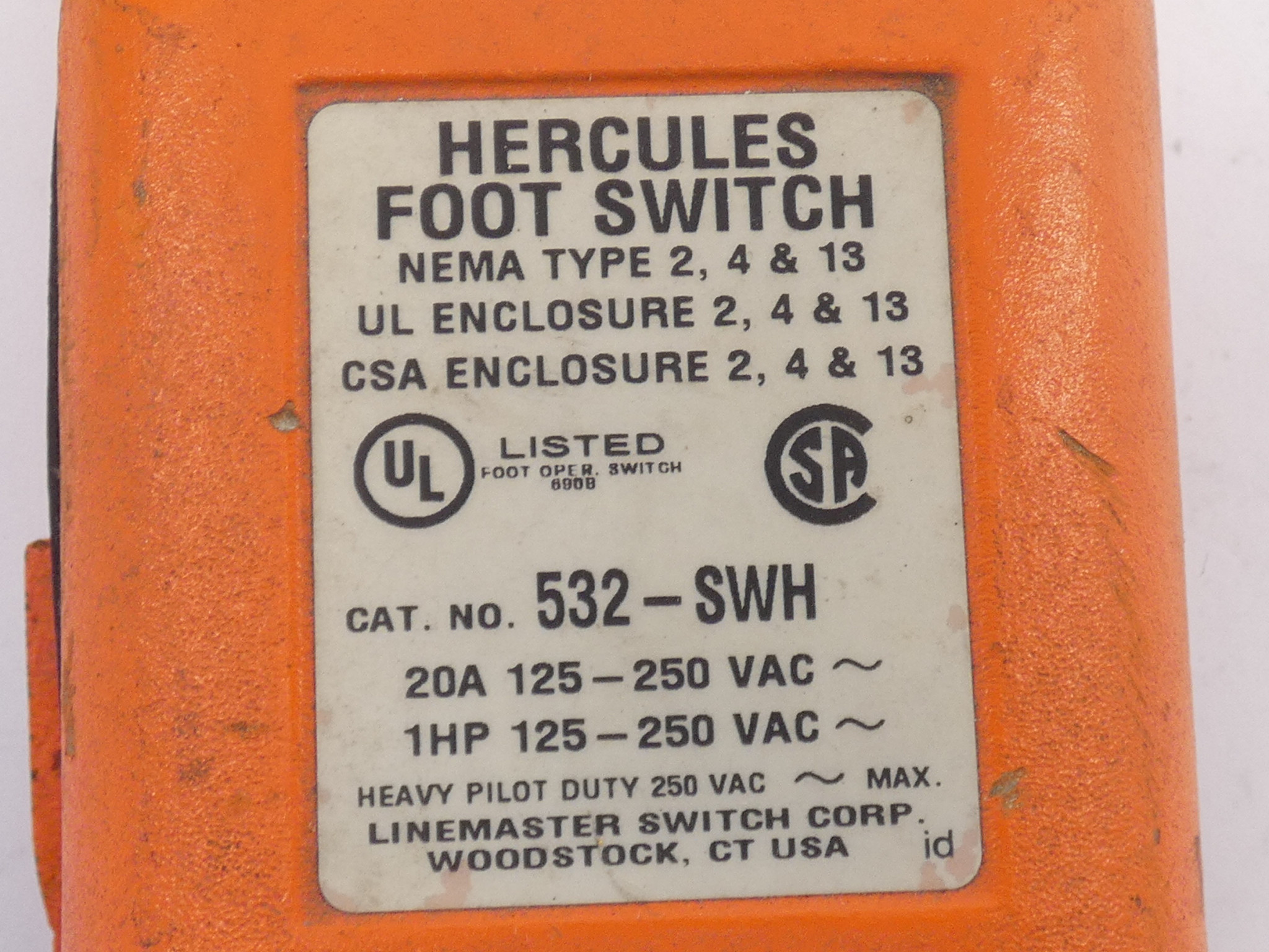 Linemaster 532-SWH Hercules Foot Switch Heavy Duty – GPM Surplus