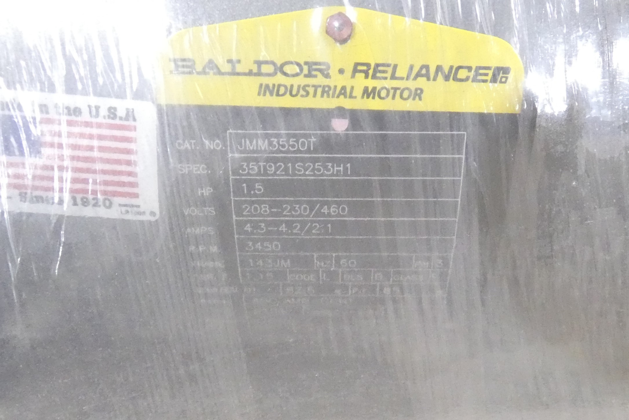 1.5HP Reliance Baldor JMM3550T Motor 3450RPM 143JM Frame 3PH TEFC – GPM ...