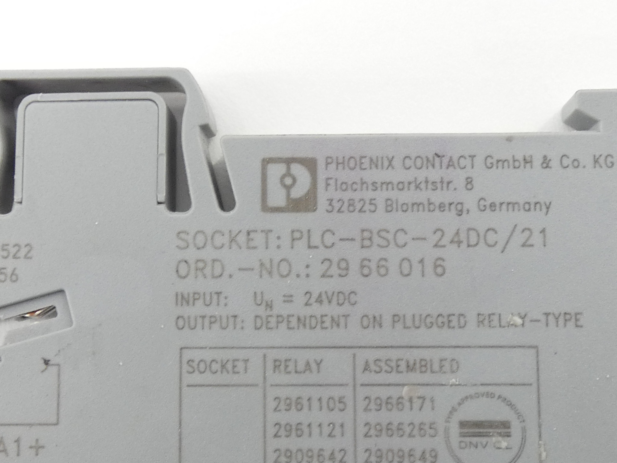 *Lot of 4* Phoenix Contact PLC-BSC-24DC/21 Relay Base 24VDC 2961105 ...