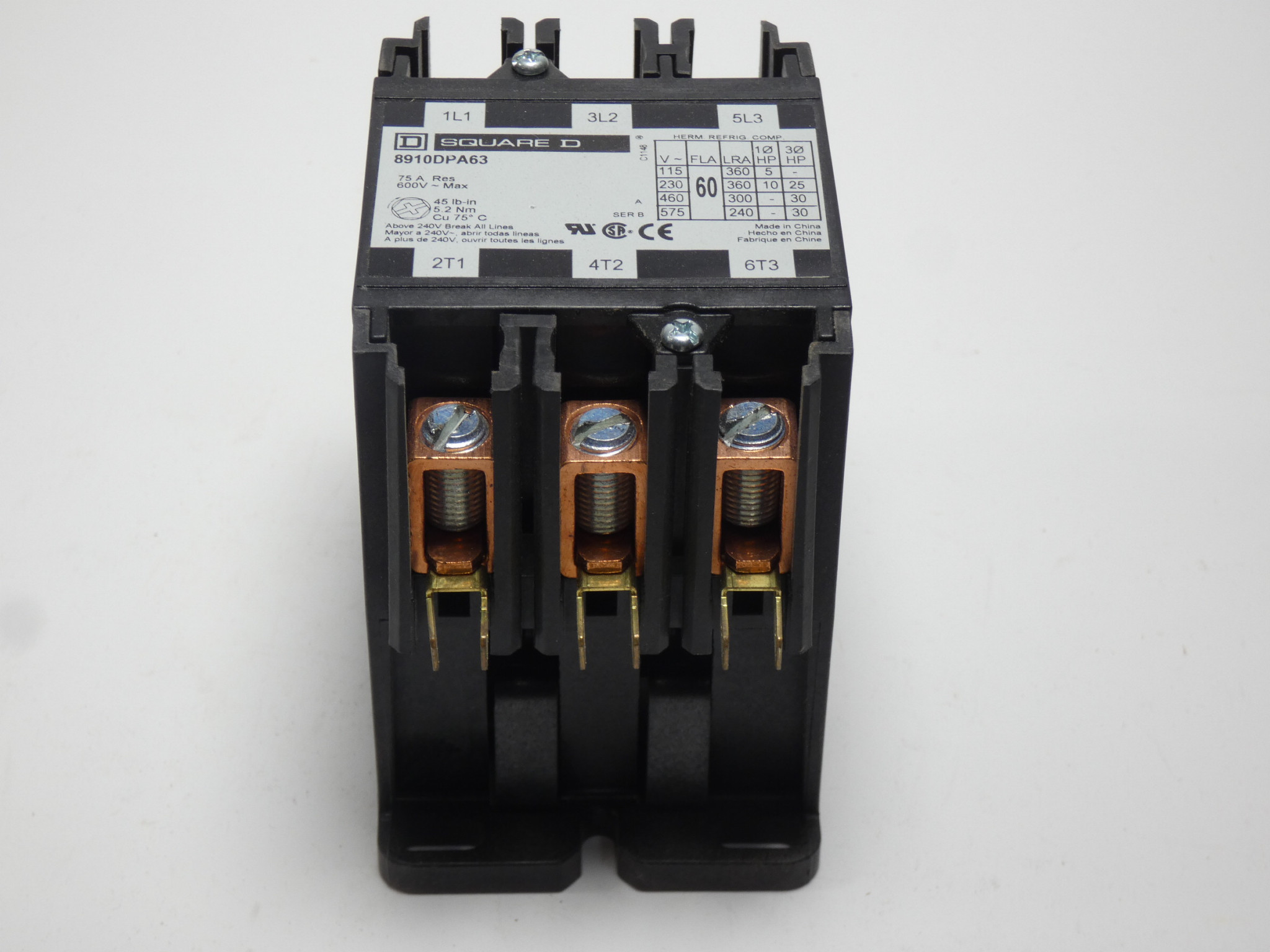 Square D 8910DPA63V02 Definite Purpose Contactor 110/120V 3P – GPM Surplus