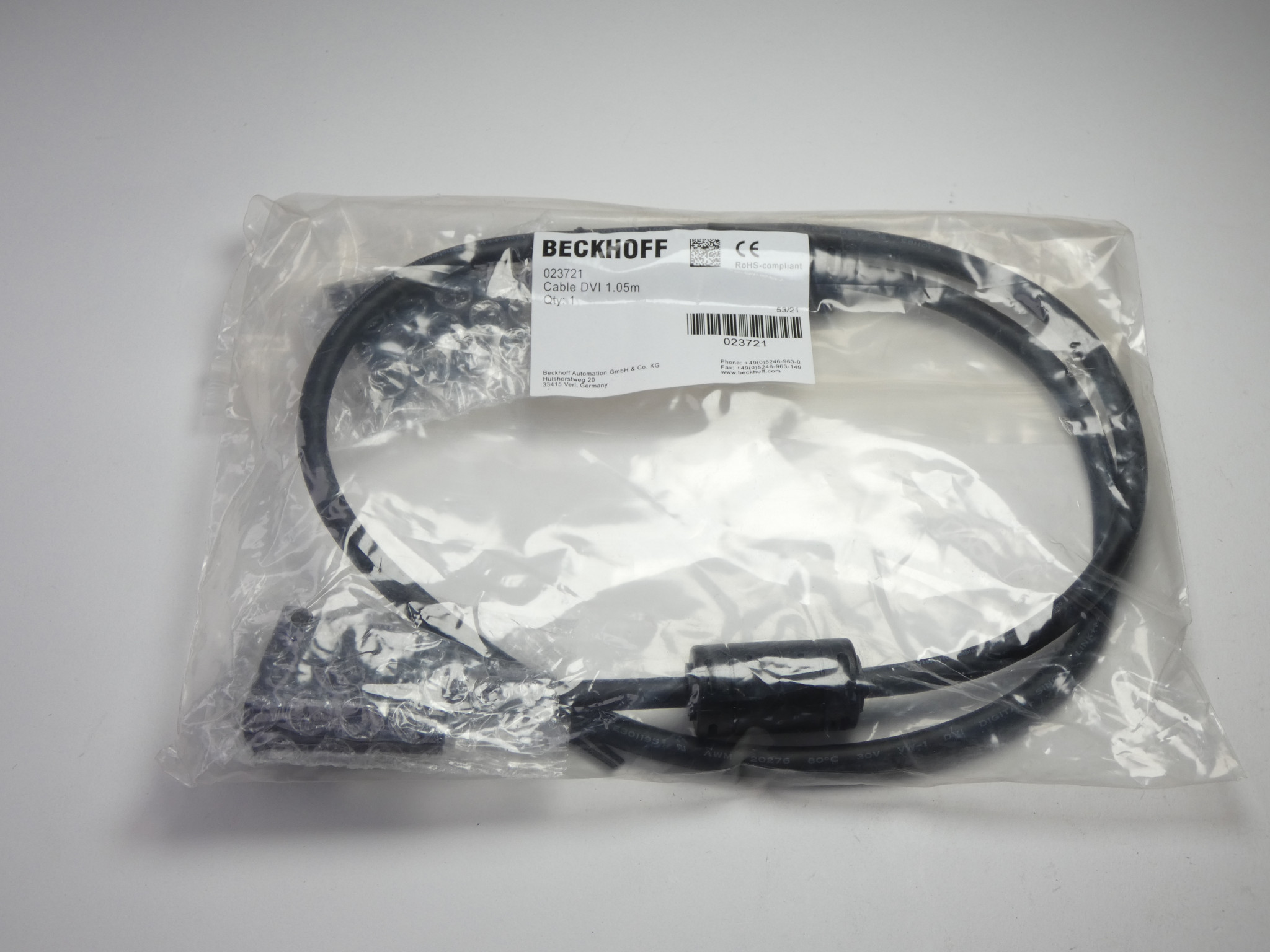 Beckhoff 023721 DVI Cable 1.05M – GPM Surplus