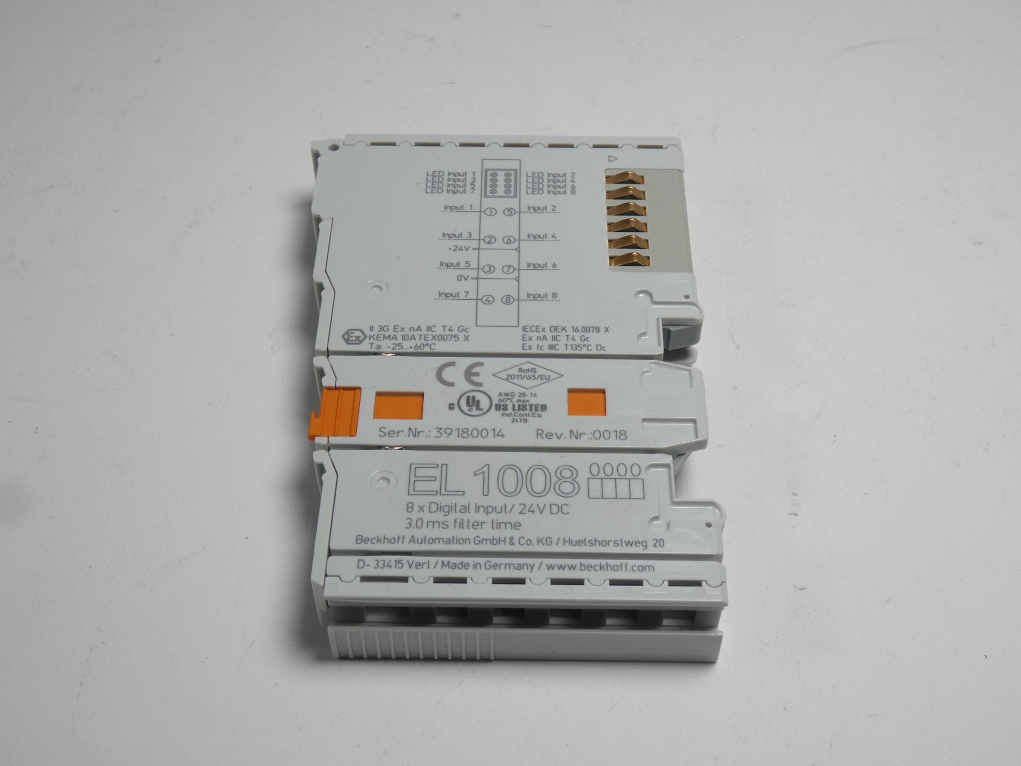 Beckhoff EL1008 Terminal 8x Digital Input Module 24VDC – GPM Surplus