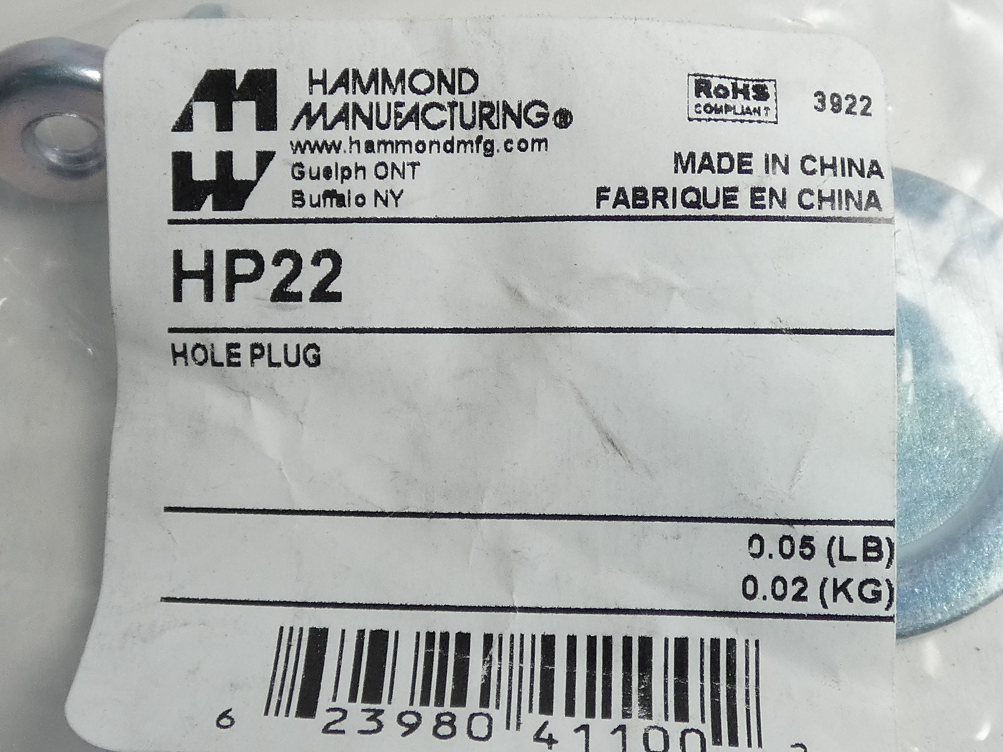 Hammond HP22 Hole Plug 22mm – GPM Surplus