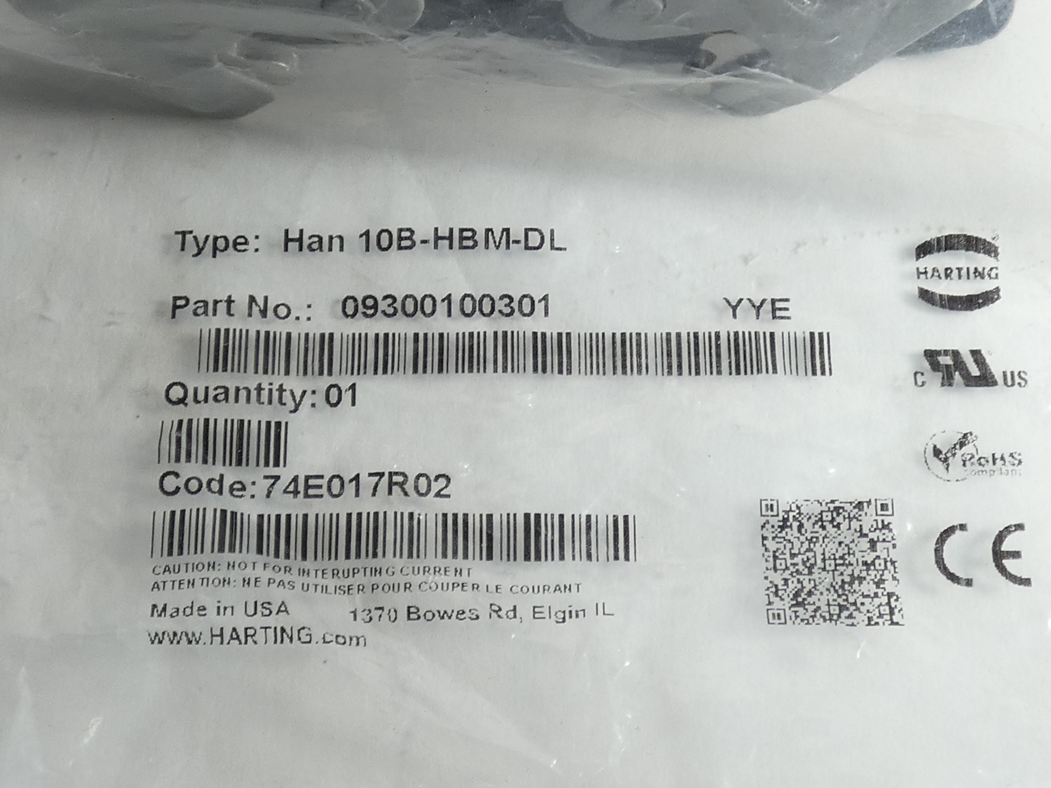 Harting 09300100301 Han 10B-HBM-DL Base Panel Bulkhead Housing – GPM ...