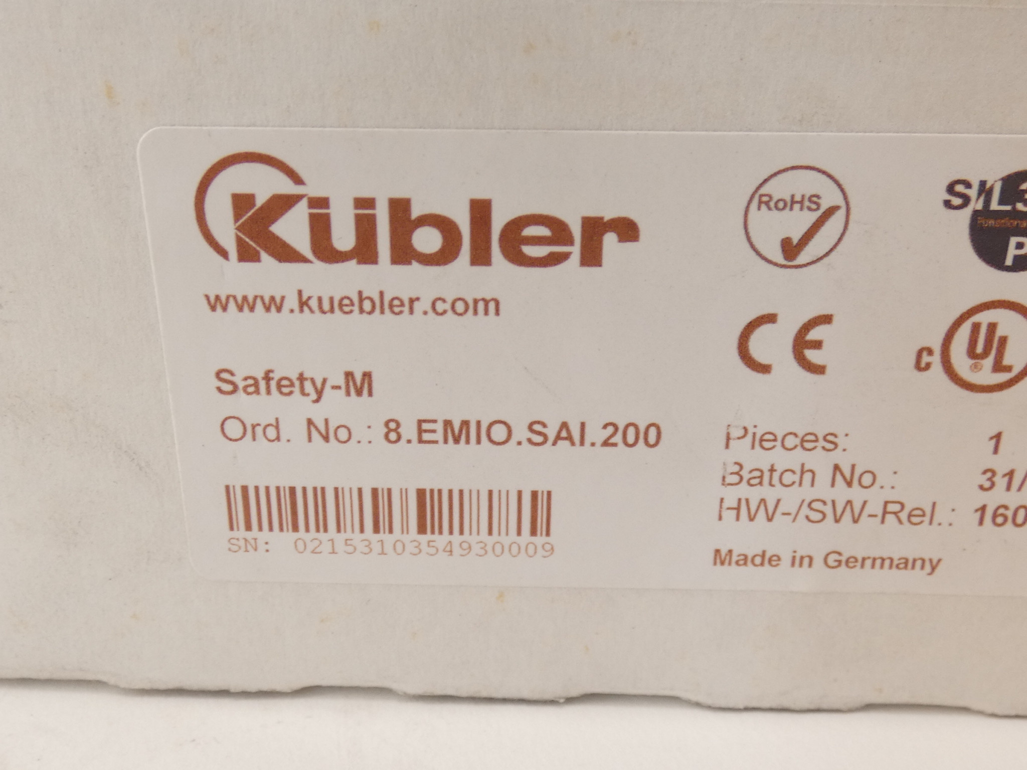 Kubler 8.EMIO.SAI.200 Safety-M Modular 24VDC 1A – GPM Surplus