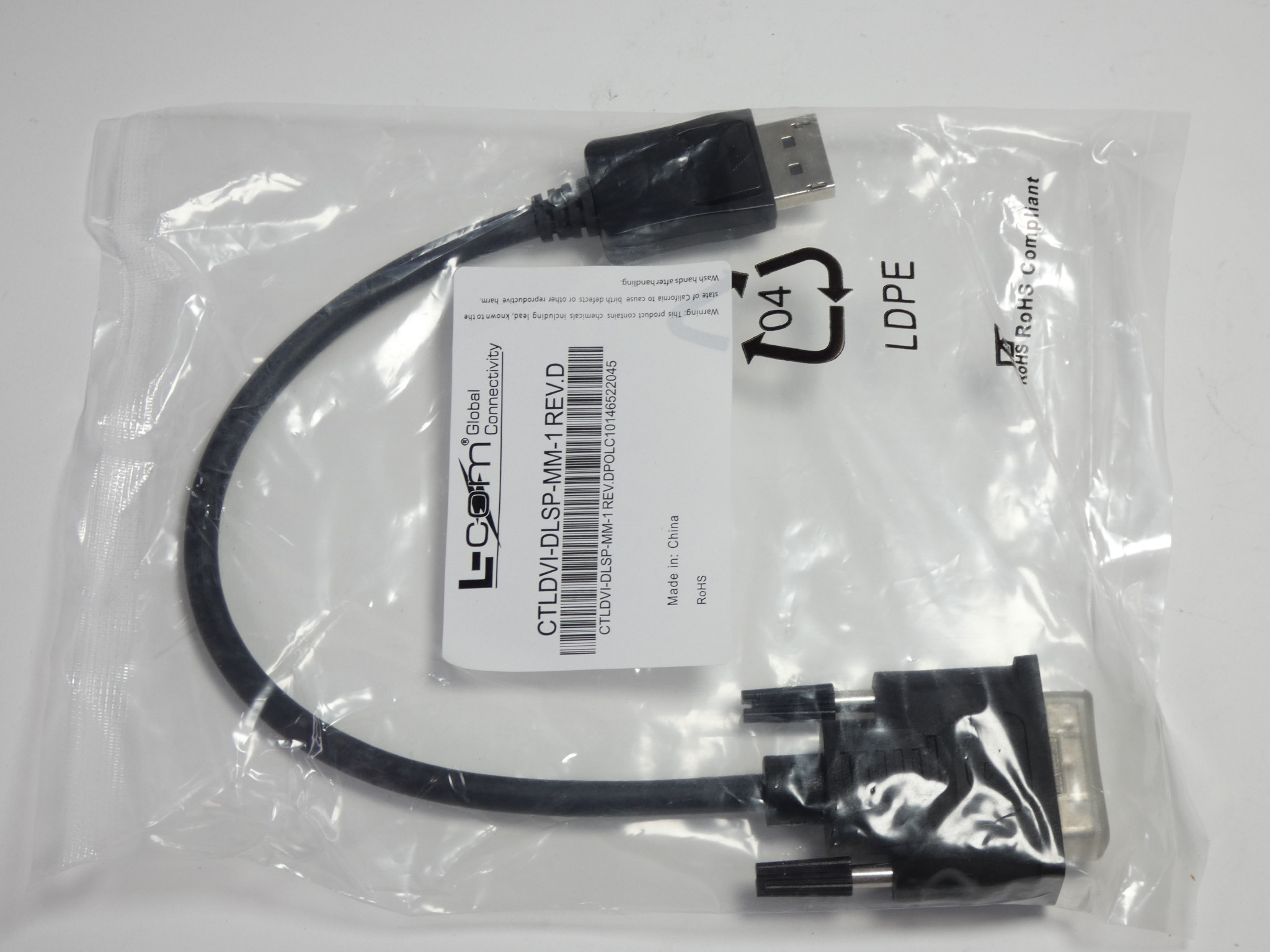 L-Com CTLDVI-DLSP-MM-1 DVI-D Plug To DisplayPort Plug Cable Rev.D – GPM ...