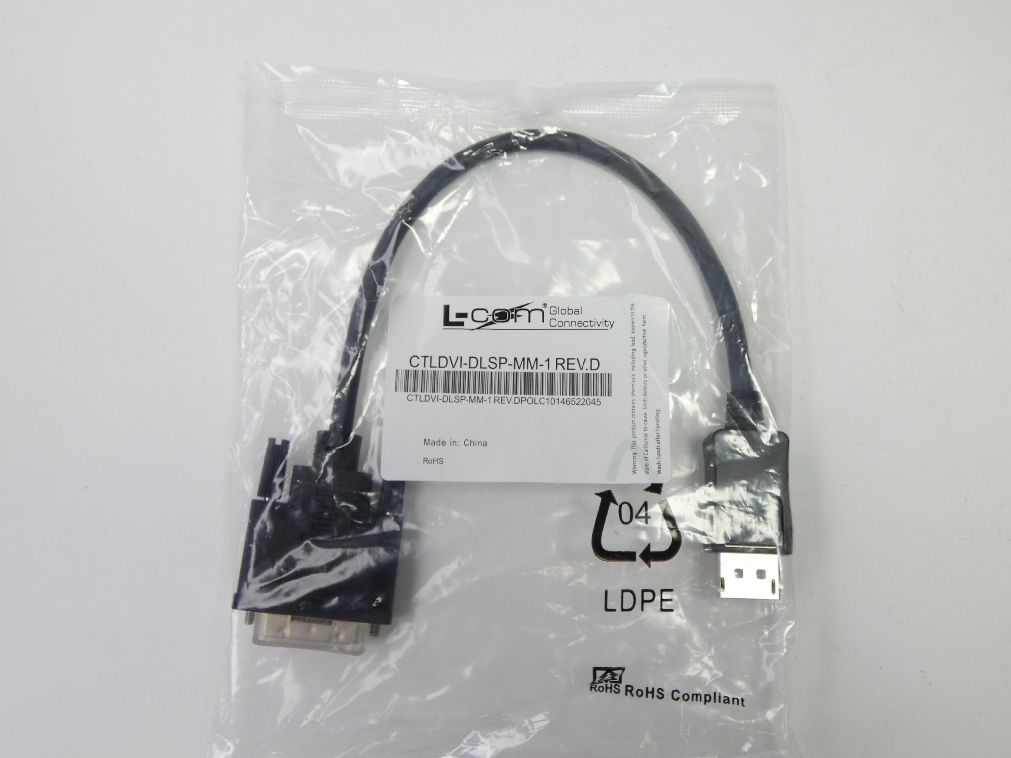 L-Com CTLDVI-DLSP-MM-1 DVI-D Plug To DisplayPort Plug Cable Rev.D – GPM ...