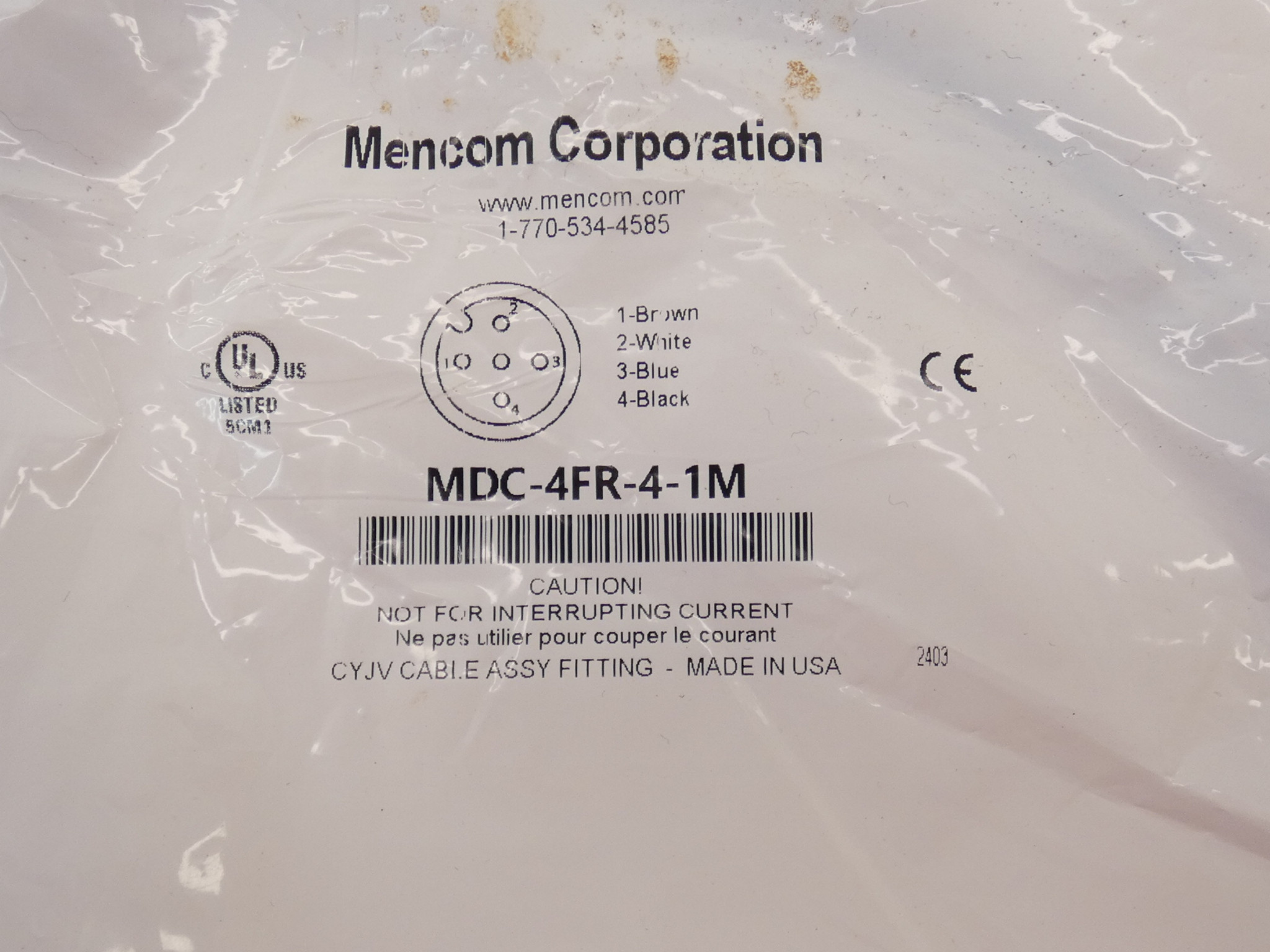 Mencom MDC-4FR-4-1M Female Receptacle 1/4″ NPT 4P MDC – GPM Surplus