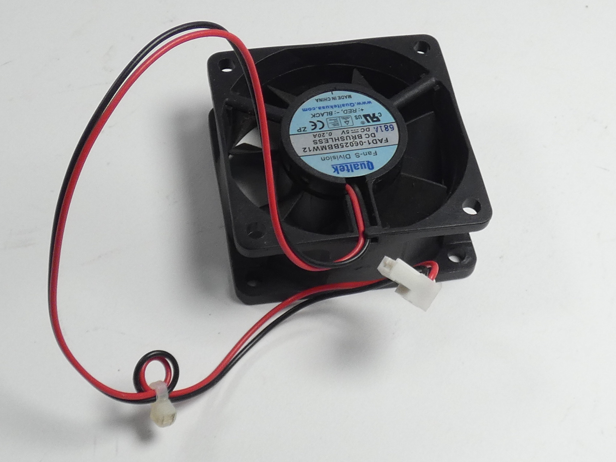 Qualtek FAD1-06025BBMW12 Brushless DC Fan 5V 0.20A 60mm x 60mm x 25mm ...