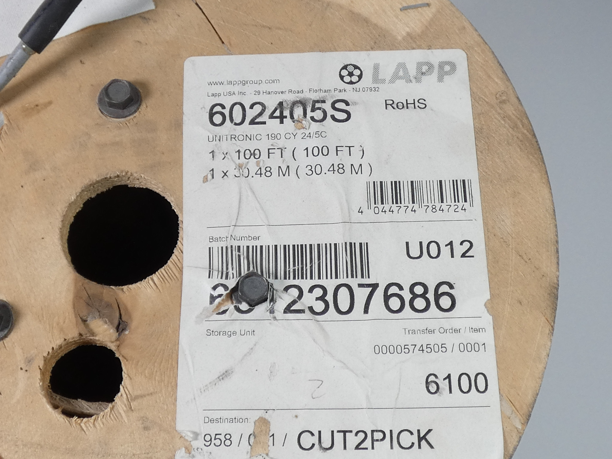 602405S Unitronic 190 Data Signal Control Gray Cable 24 AWG 5C Multi ...