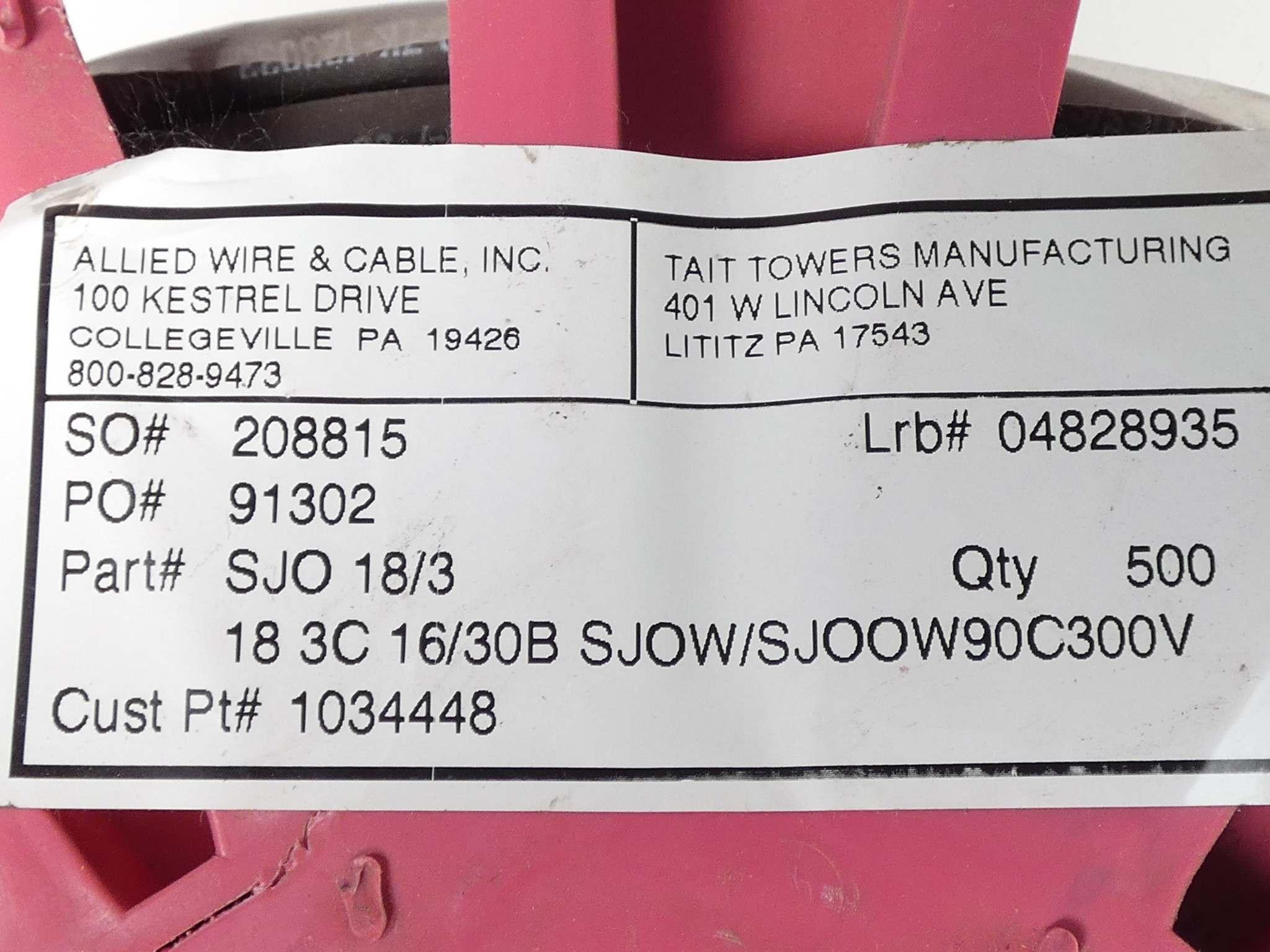 Allied Wire & AWC Cable SJO 18/3 Black Cord 18AWG 3C SJOOW P-7K-123033 ...