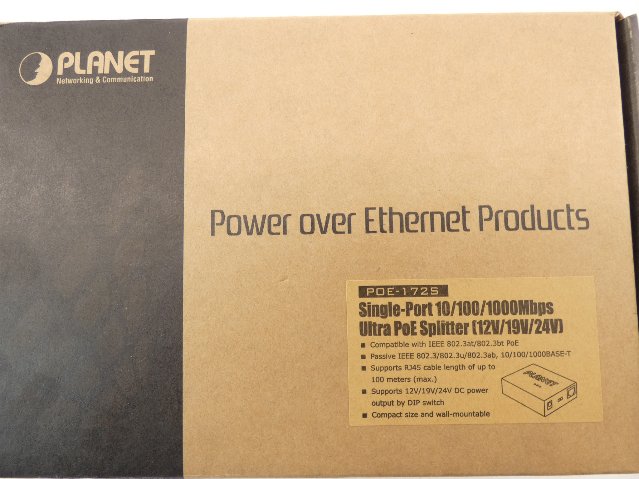 Planet POE-172S 10/100/1000Mbps Single-Port Ultra PoE Splitter 24V ...