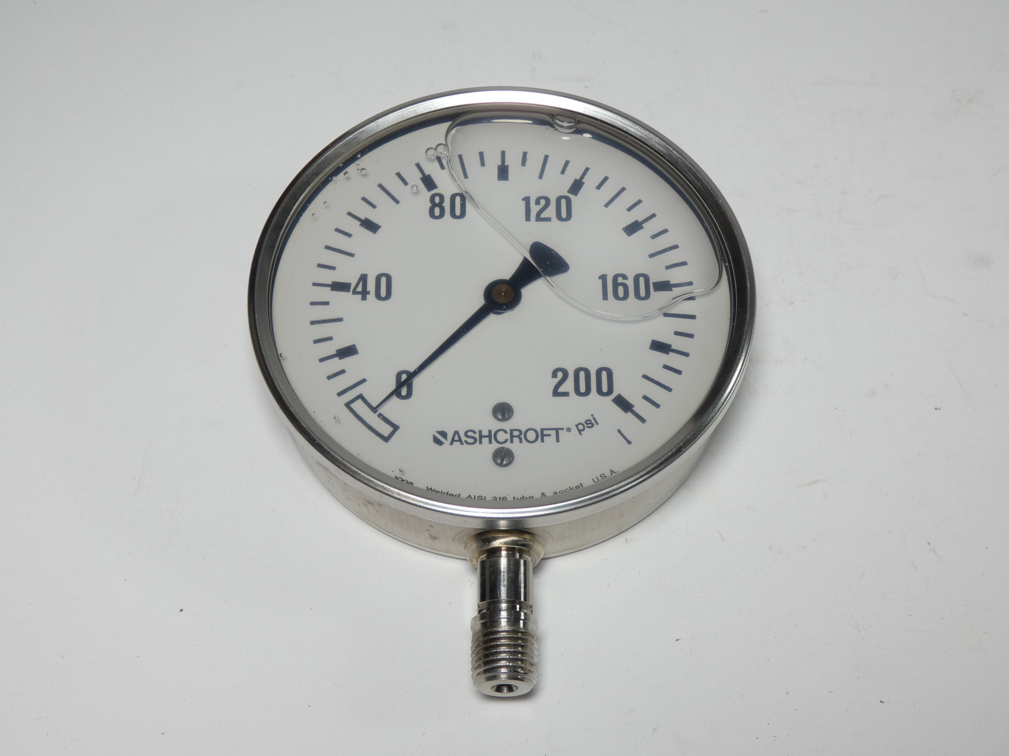 Ashcroft 10-1008S-02L-200 Pressure Gauge 4″ Dial 0-200PSI 1/4″NPT ...