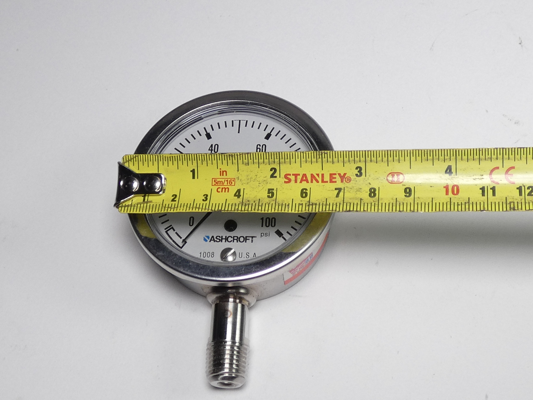 Ashcroft 63-1008-SL-02L-100 Pressure Gauge 2.5″ Face Dial 0-100PSI 1/4 ...