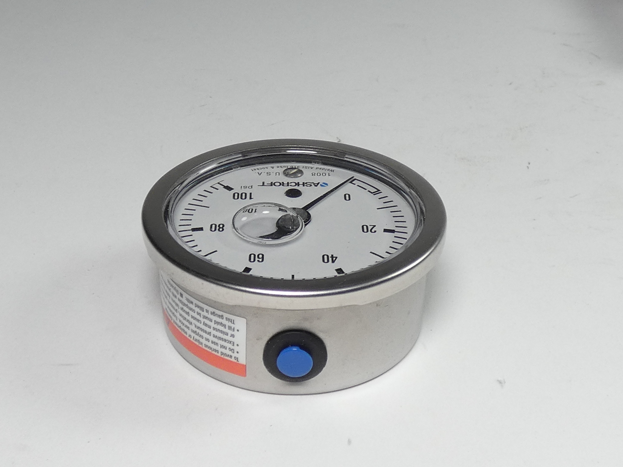Ashcroft 63-1008-SL-02L-100 Pressure Gauge 2.5″ Face Dial 0-100PSI 1/4 ...