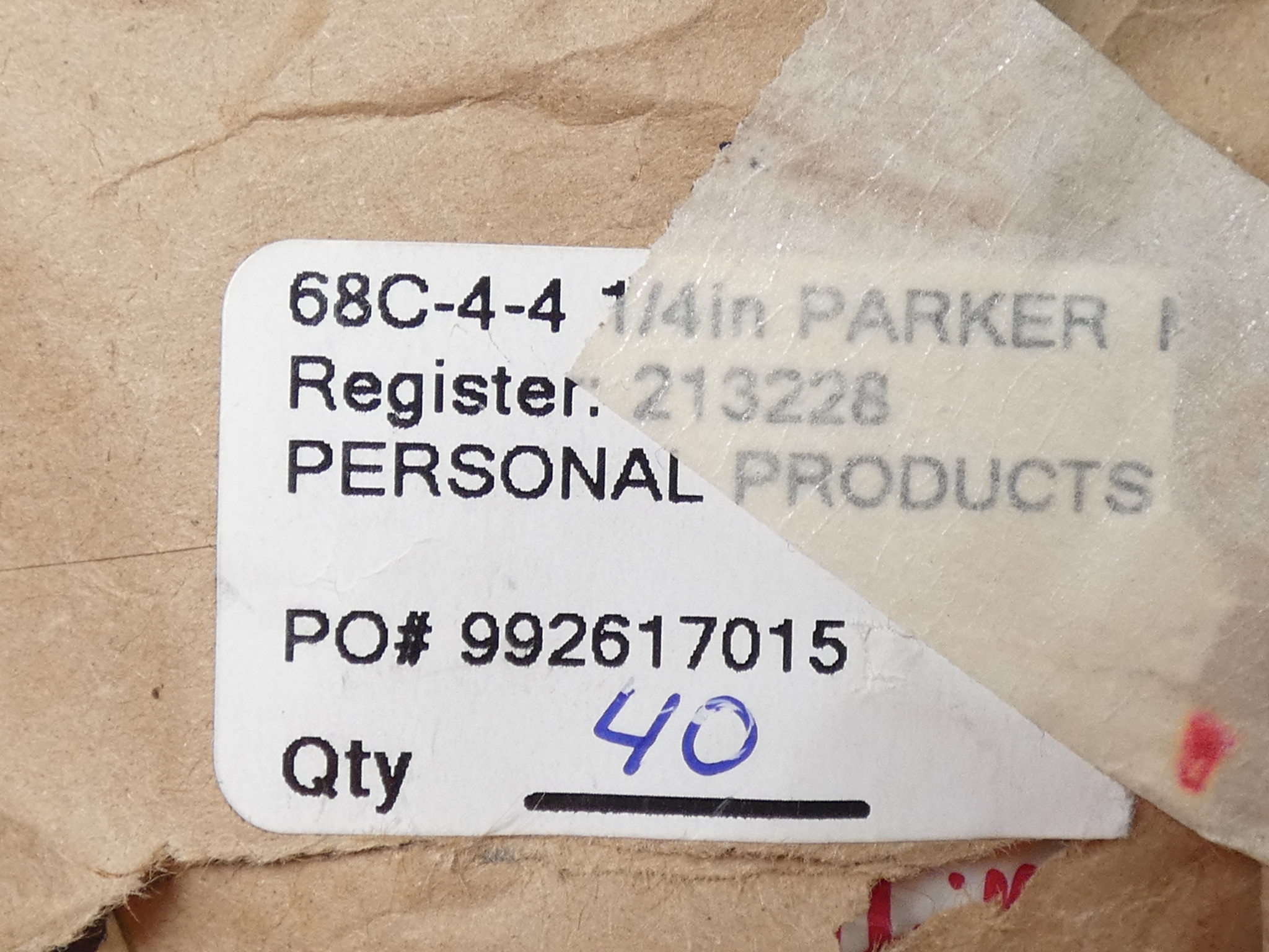 *Lot of 40* Parker 68C-4-4 Brass Male Connector Compression Fitting 1/4 ...