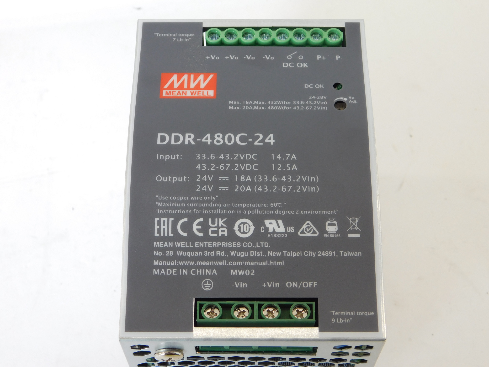 Mean Well DDR-480C-24 DC-DC Converter – GPM Surplus