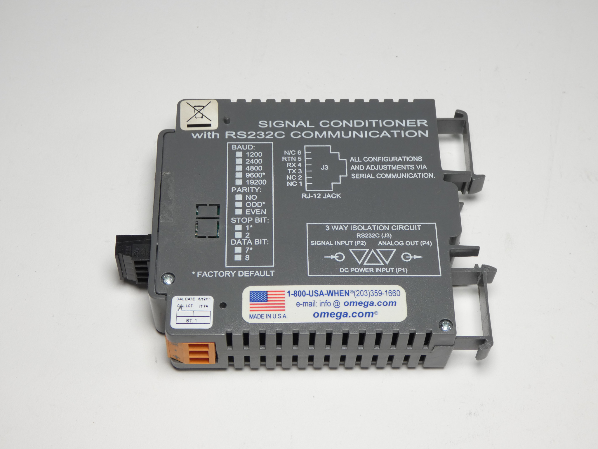 Omega IDRN-RTD Signal Conditioner w/ RS232C Communication 10-32VDC ...
