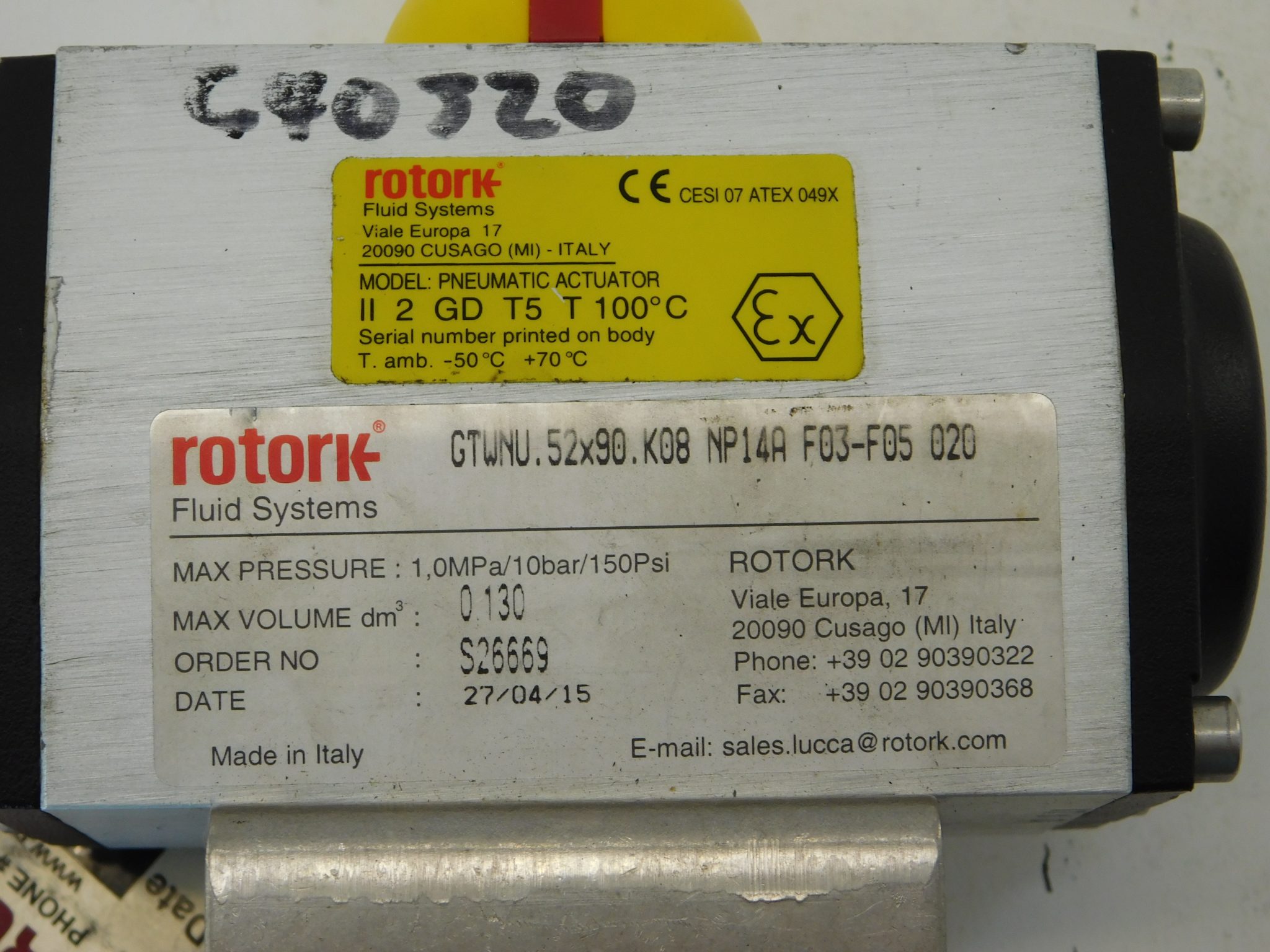 Rotork GTWNU.52×90.K08 Pneumatic Actuator – GPM Surplus
