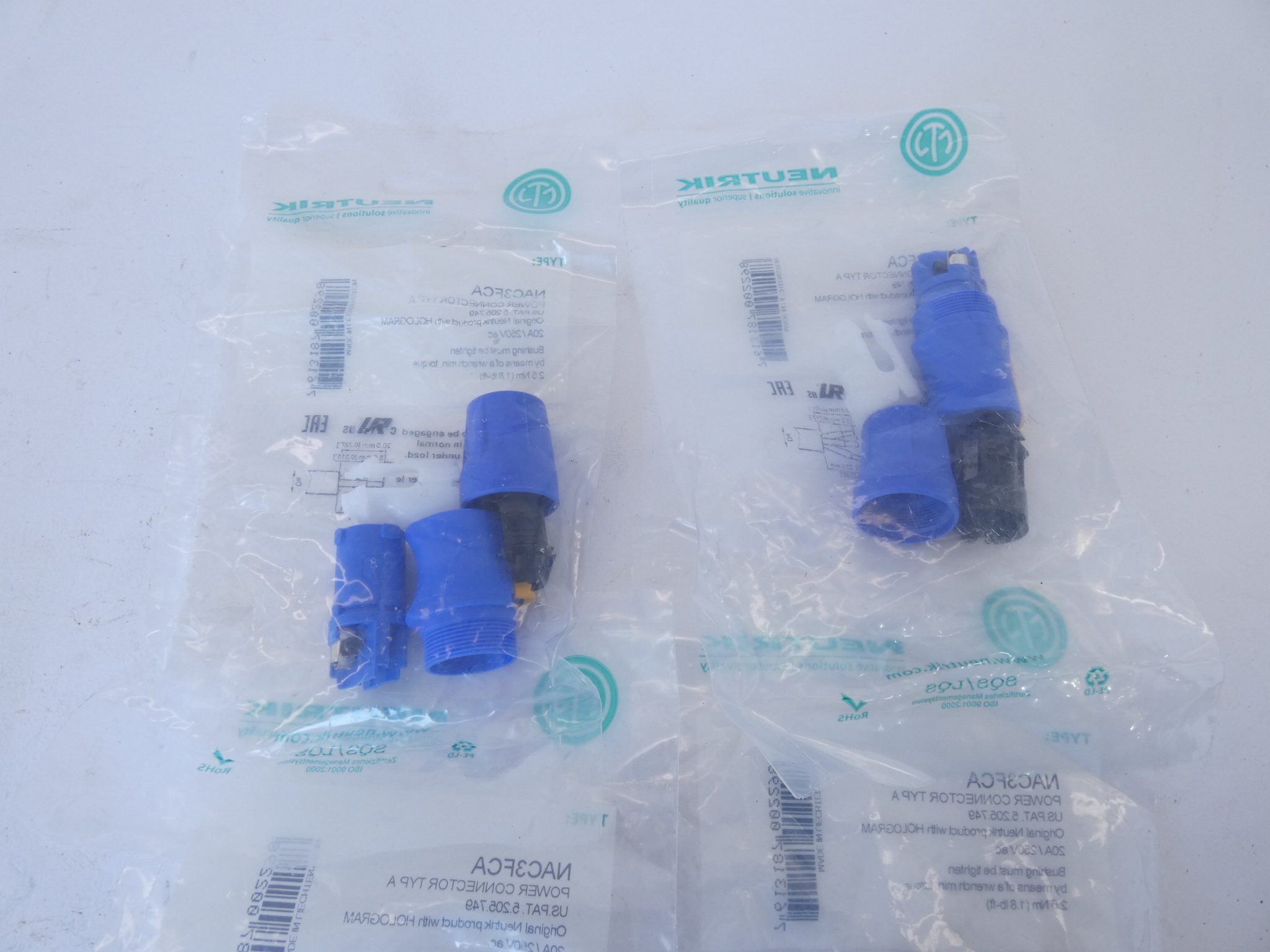 *Lot of 4* Neutrik NAC3FCA Power Connector 20A 250VAC – GPM Surplus