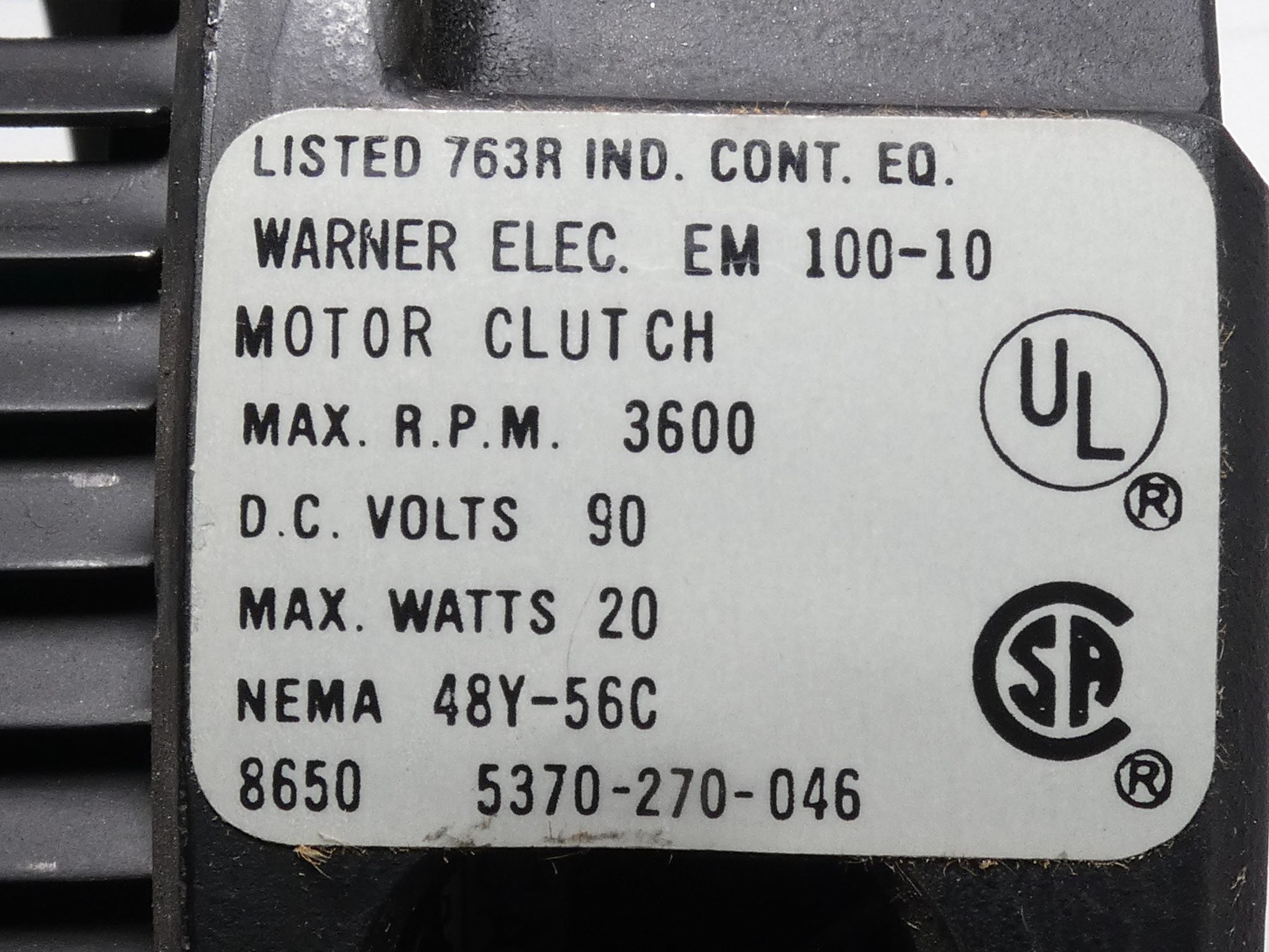 Warner Electric EM-100-10 Motor Clutch Module 90VDC 5370-270-046 – GPM ...