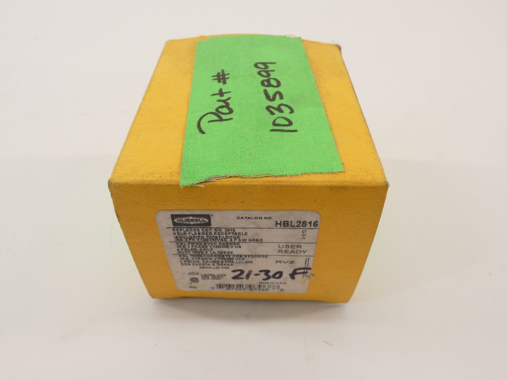 Hubbell HBL2816 Flanged Receptacle 30A 120/208VAC Insulgrip HBL Twist ...