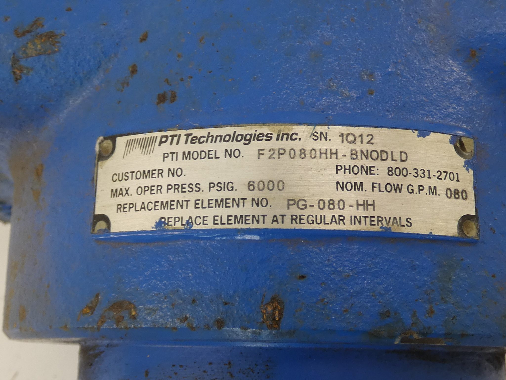 PTI Technology F2P080HH High Pressure Hydraulic Filter Assembly – GPM ...