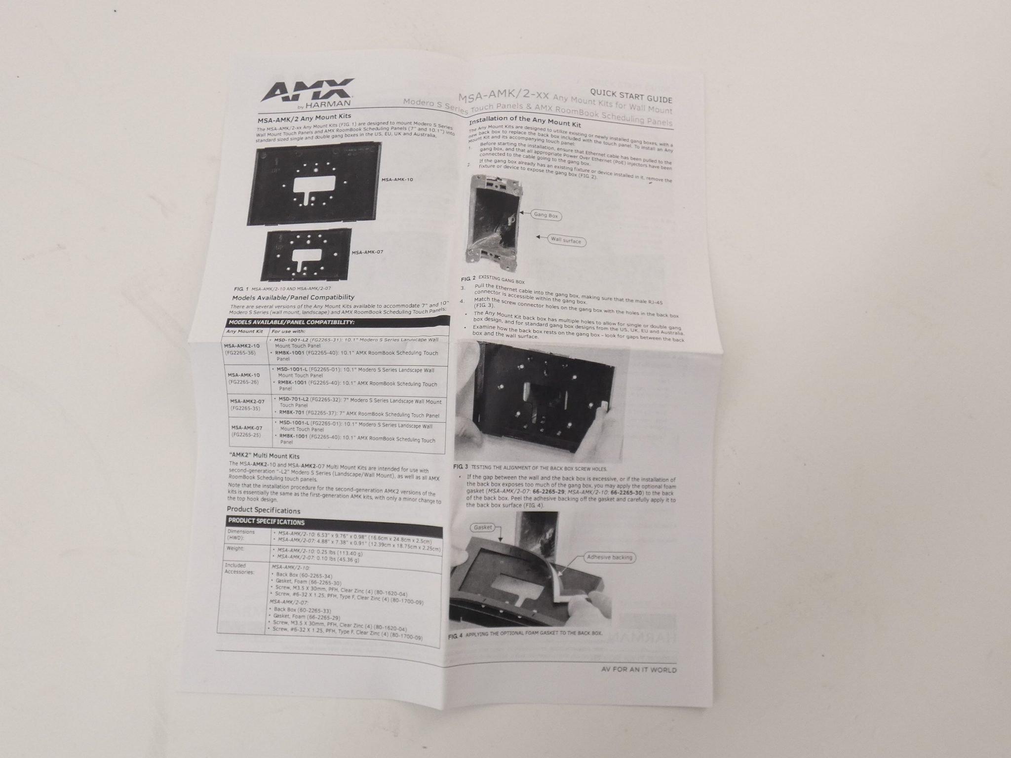 AMX MSA-AMK2-07 Wall Mount Kit Touch Panel 7″ Modero – GPM Surplus