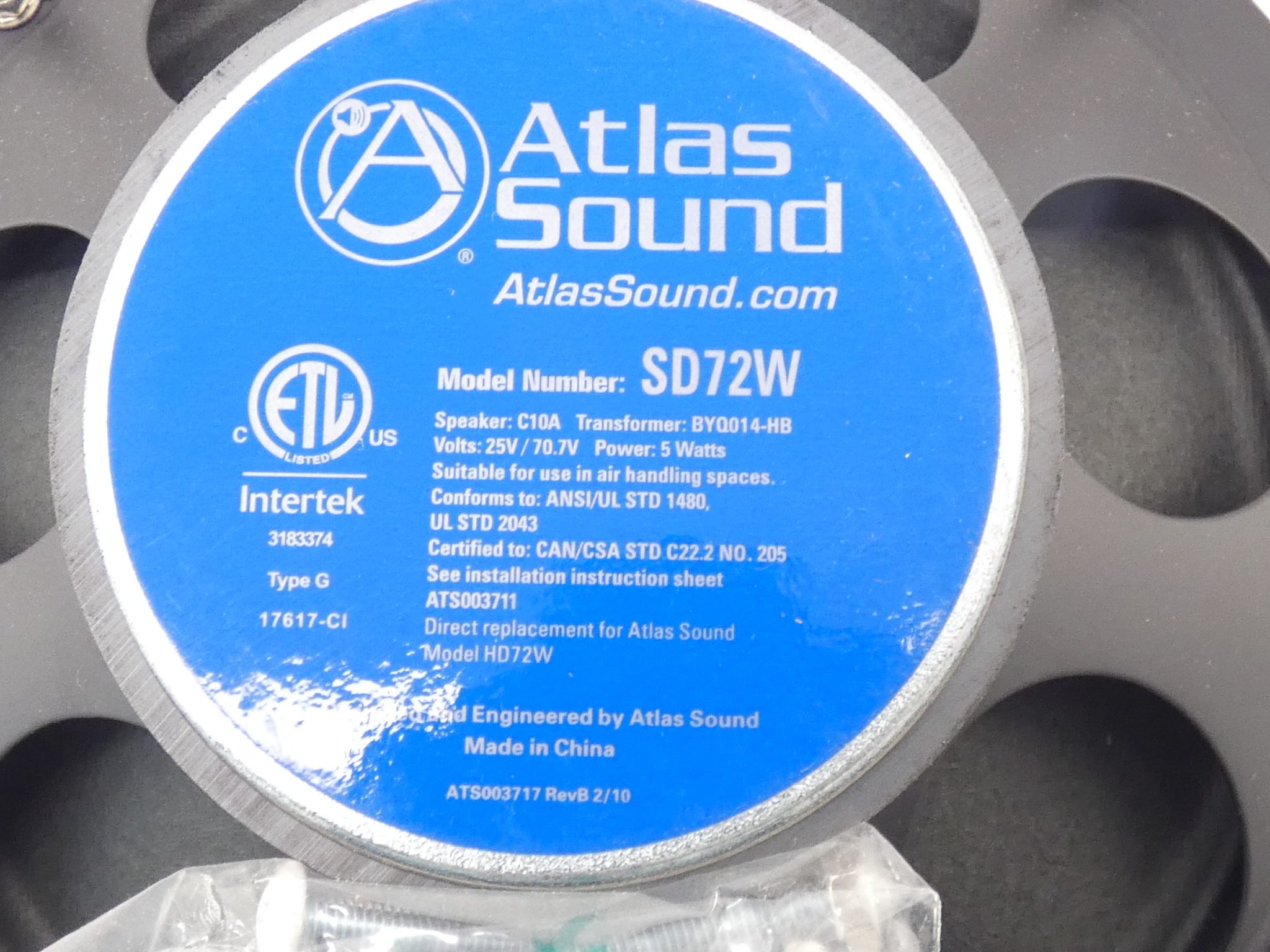 Atlas SD72W Dual Cone Ceiling Speaker 25/70.7V 5W – GPM Surplus