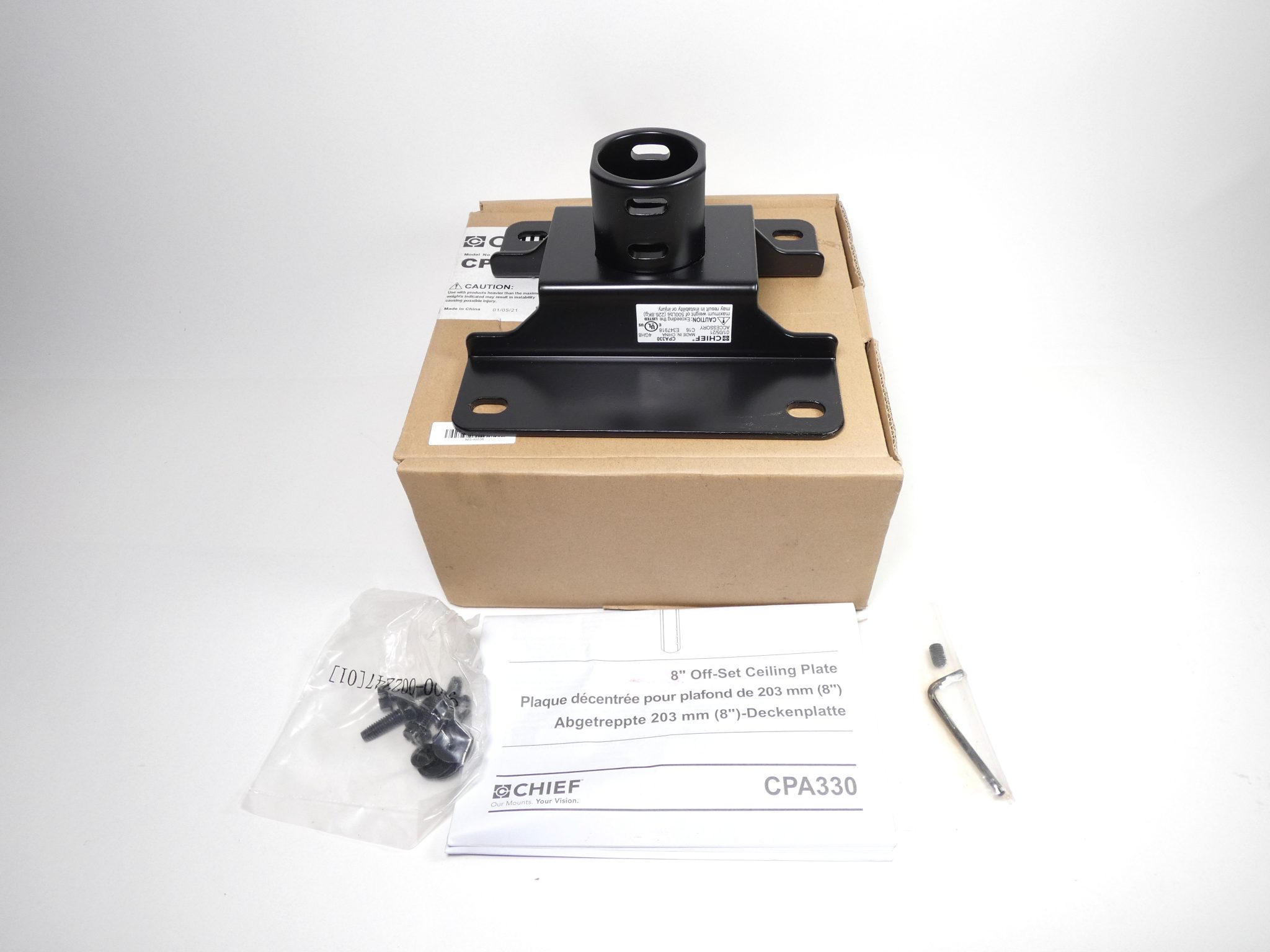 Chief CPA330 Offset Ceiling Plate Black 8″ – GPM Surplus